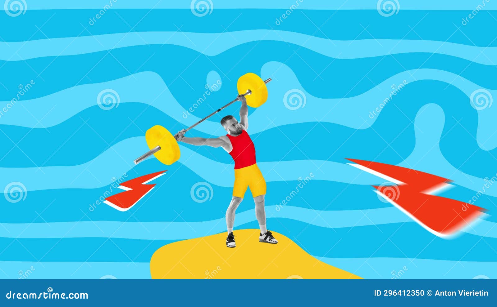 Stop Motion. Animation. Bodybuilder, Athletic Man Training, Lifting ...