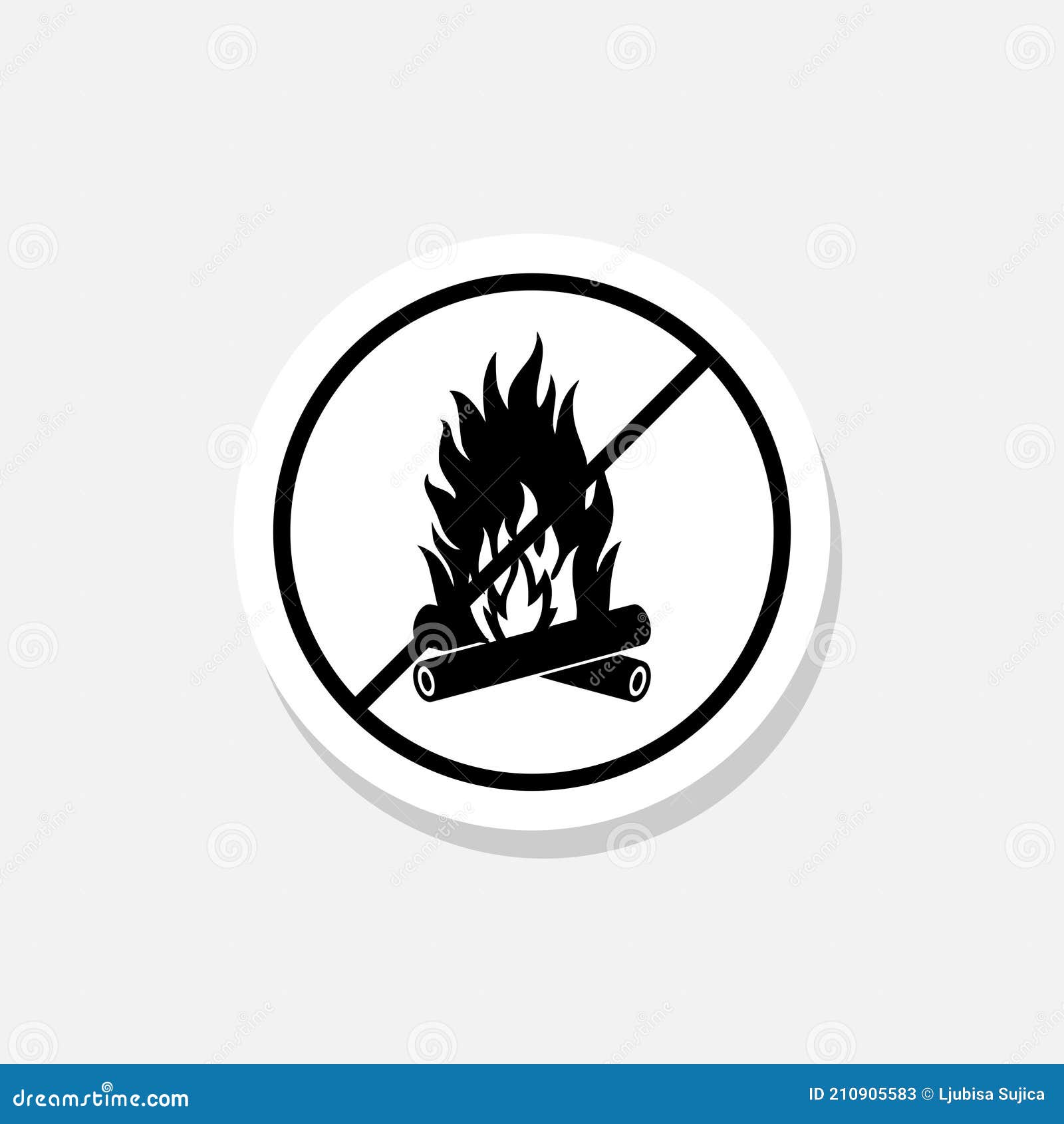 Stop or No Bonfire Sticker Icon Stock Vector - Illustration of caution ...
