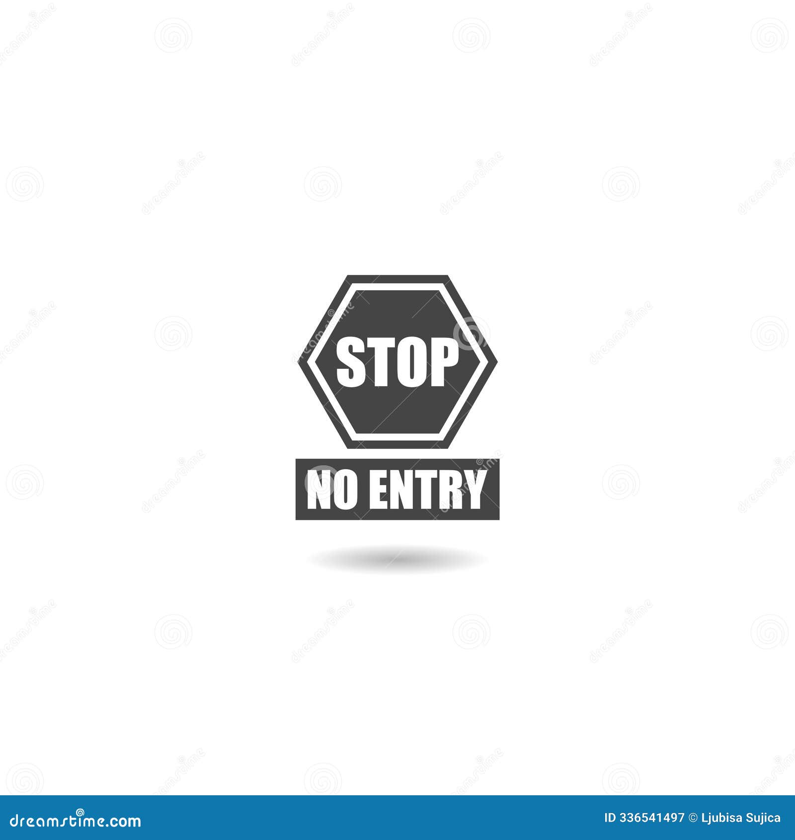 Stop No Entry Sign with Shadow Stock Illustration - Illustration of ...