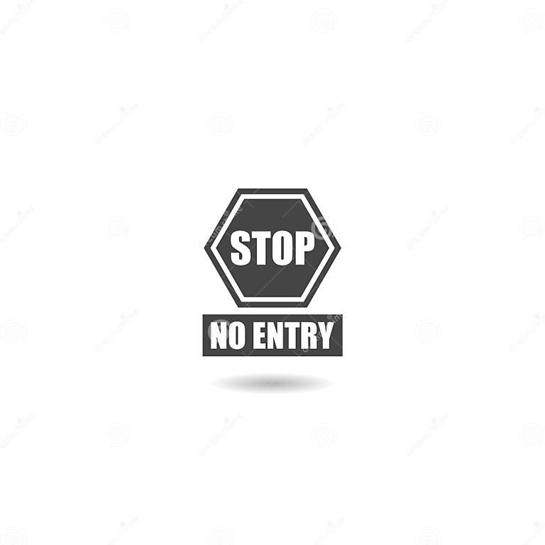 Stop No Entry Sign with Shadow Stock Illustration - Illustration of ...