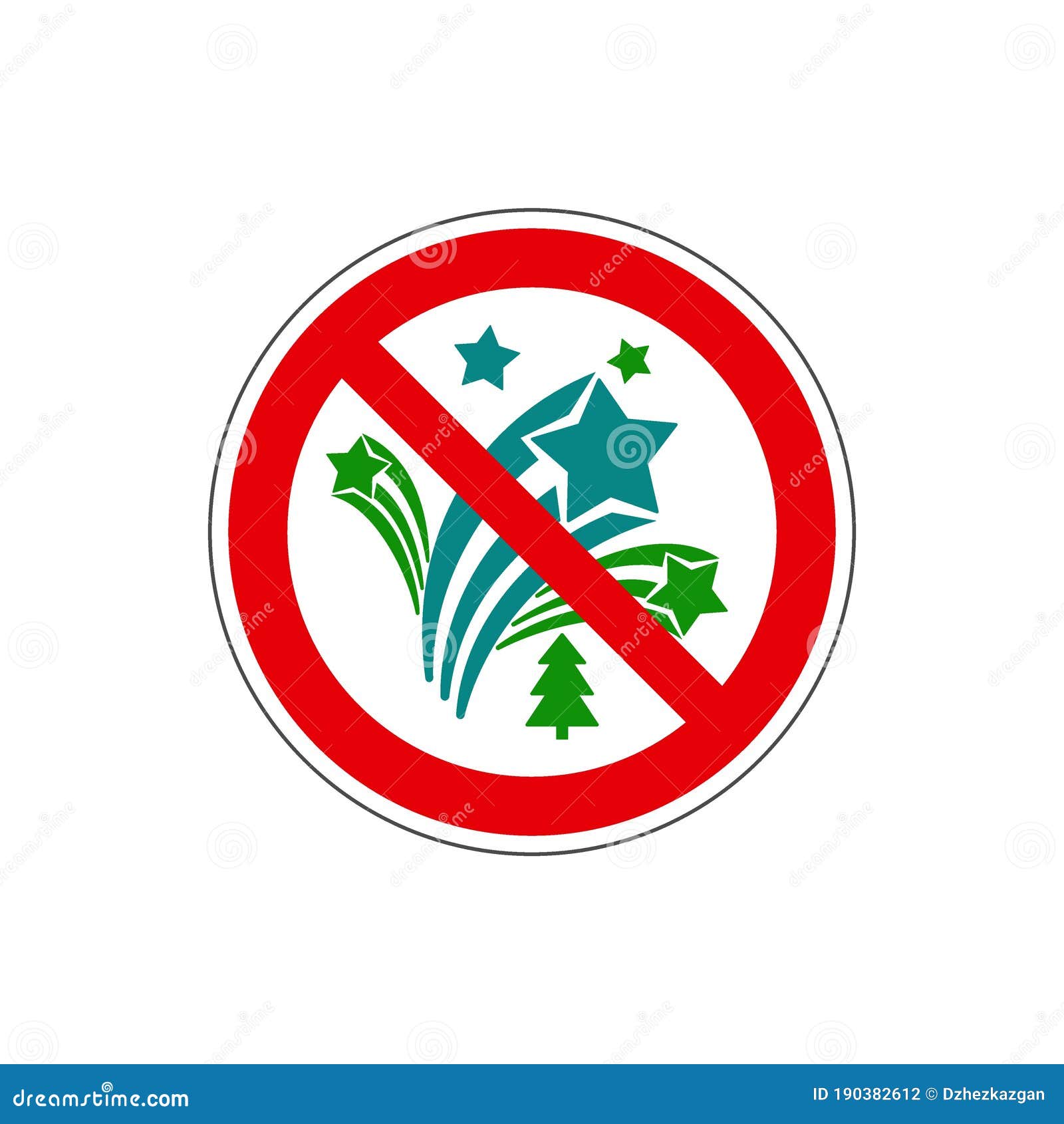 STOP! No Fireworks. Vector. the Icon with a Red Contour on a White ...
