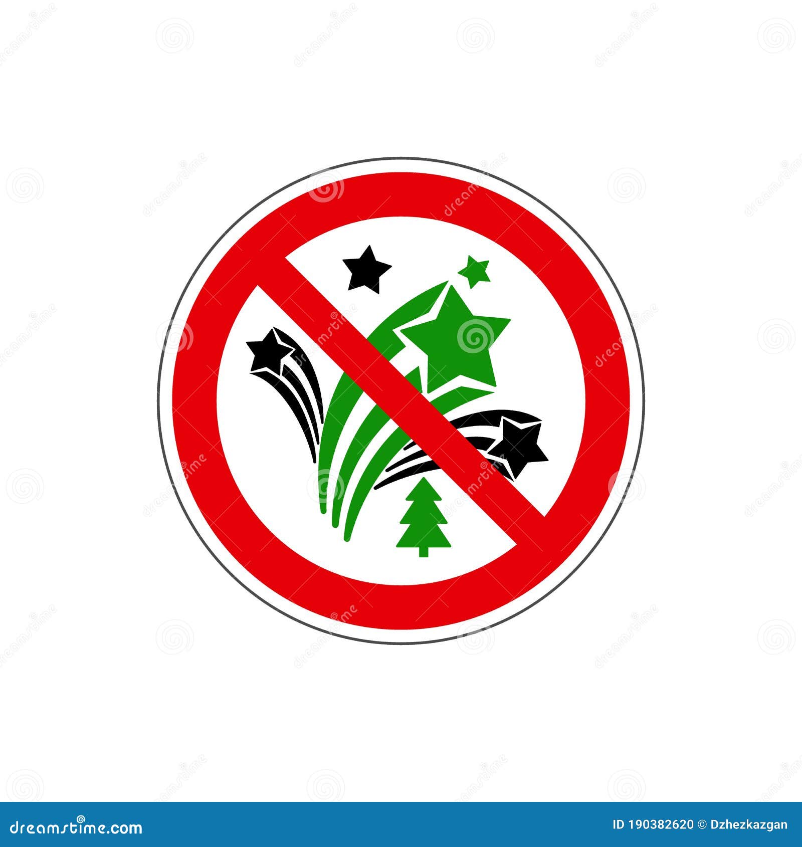 STOP! No Fireworks. Vector. the Icon with a Red Contour on a White ...