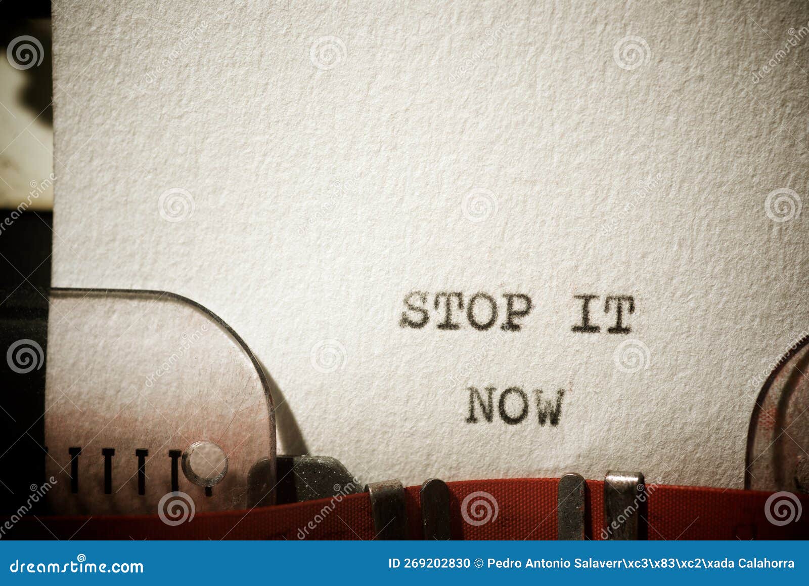 Stop it now stock photo. Image of vintage, phrase, typewriter - 269202830