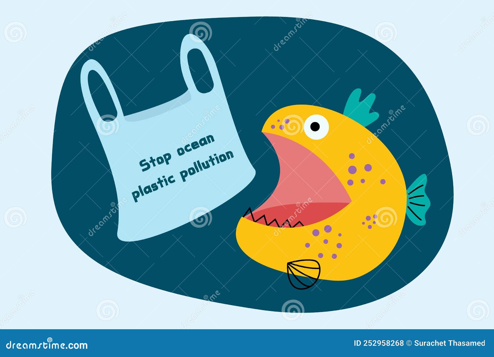 Stop Ocean Plastic Pollution Concept. Stock Vector - Illustration of ...