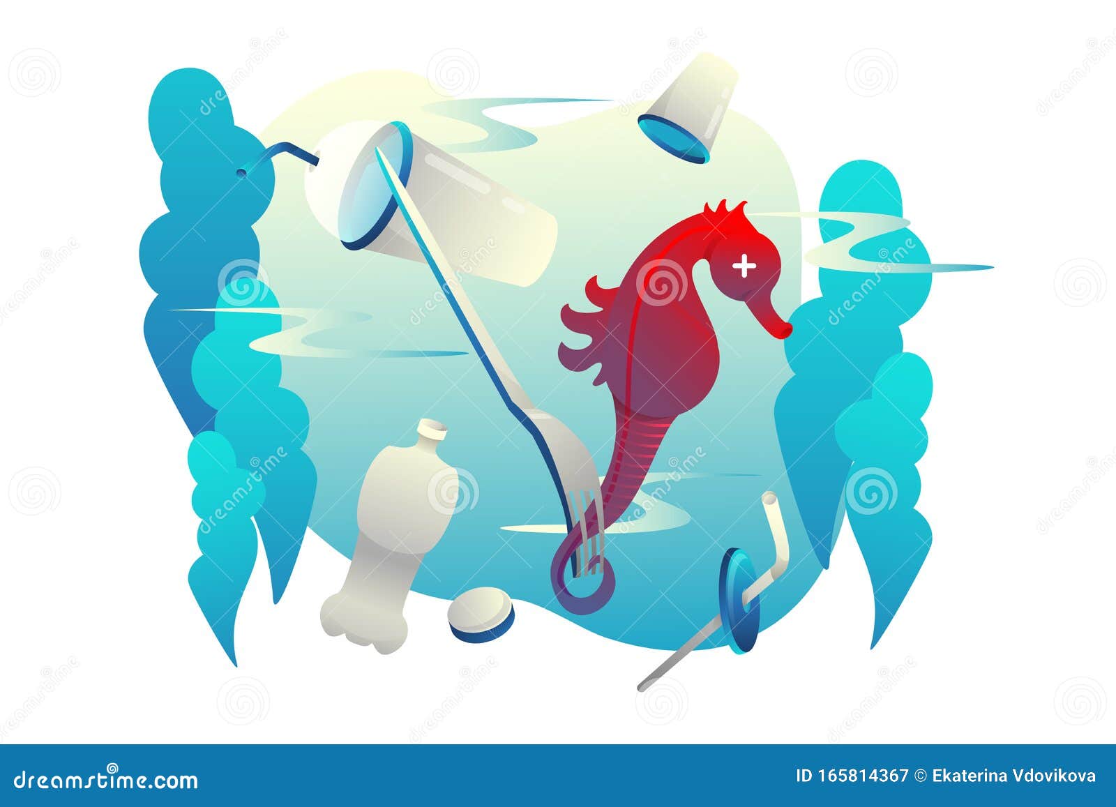 Stop Ocean Plastic Pollution Ecological Poster With Text Tail Of