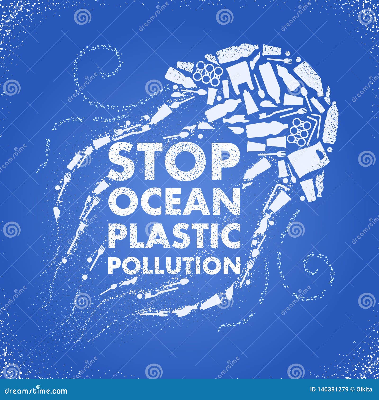 Stop Ocean Plastic Pollution. Ecological Poster Jellyfish Composed of ...