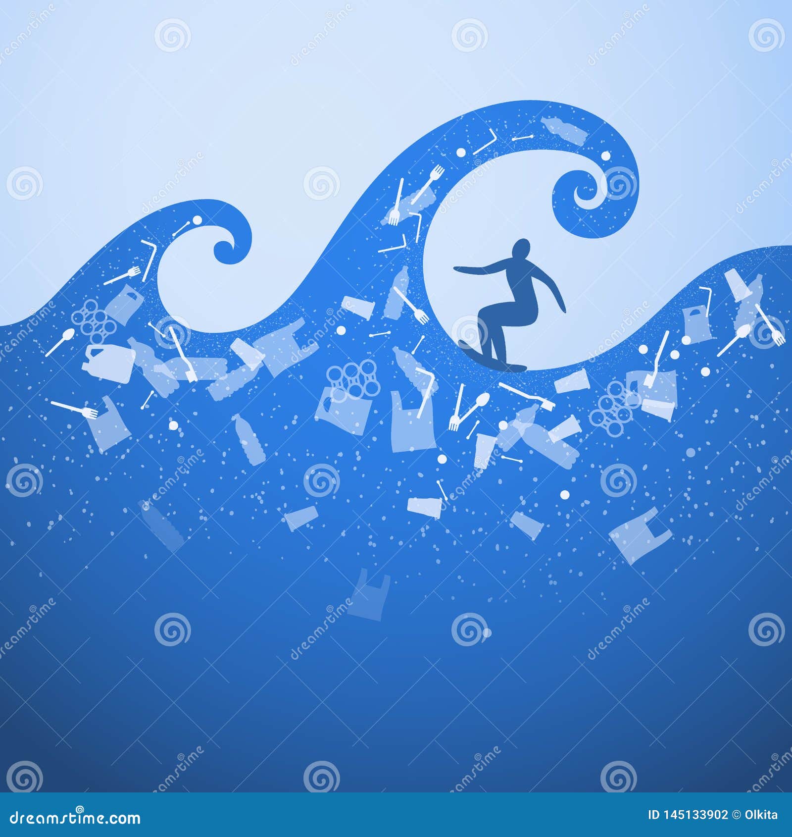 Stop Ocean Plastic Pollution Poster With Pile Of Garbage In Water ...