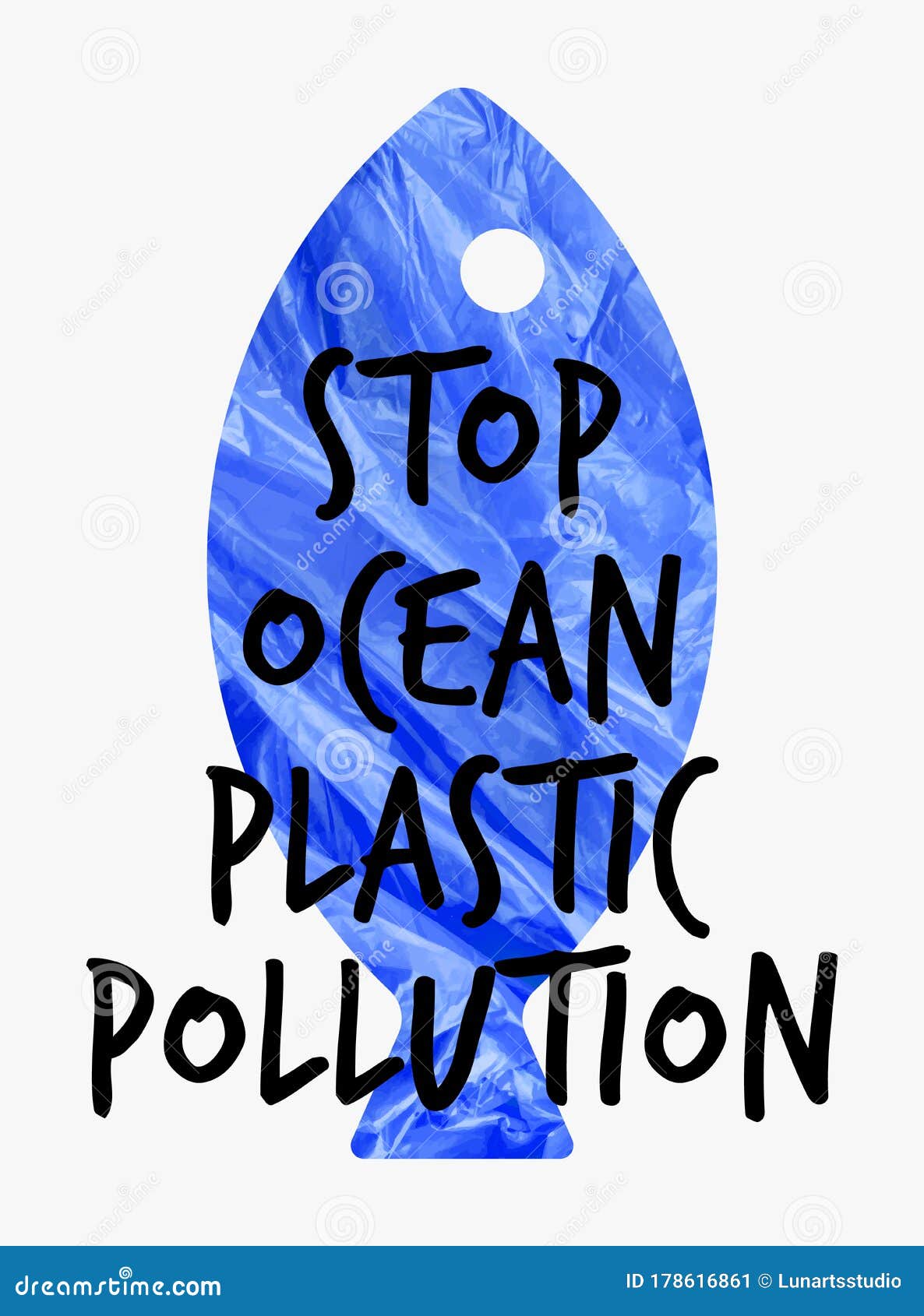 Stop Ocean Plastic Pollution Vector Illustration. Ecological Poster ...