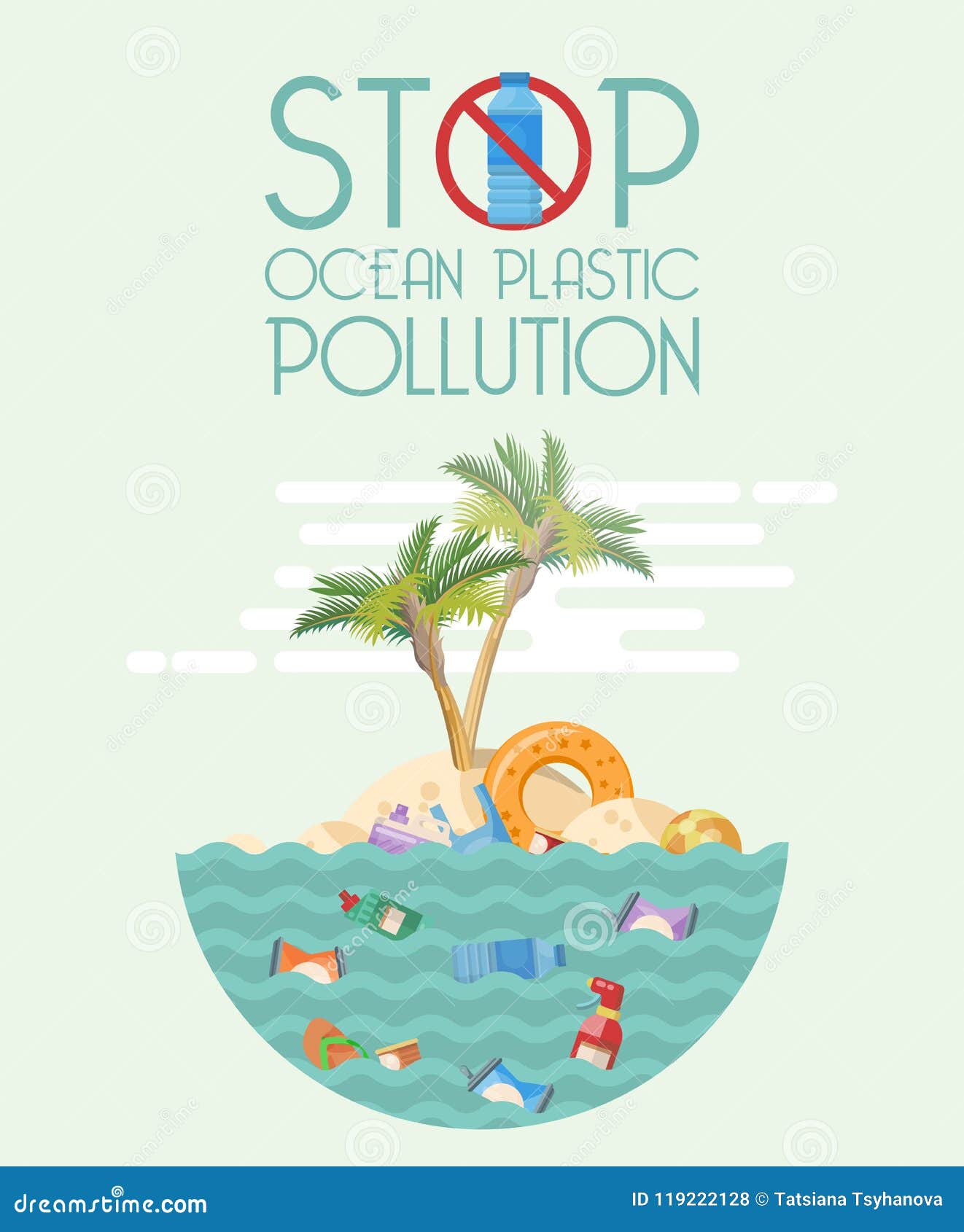 Stop Ocean Plastic Pollution Vector Illustration in Flat Design Stock ... Stop Ocean Plastic Pollution Vector Illustration in Flat Design Stock ...