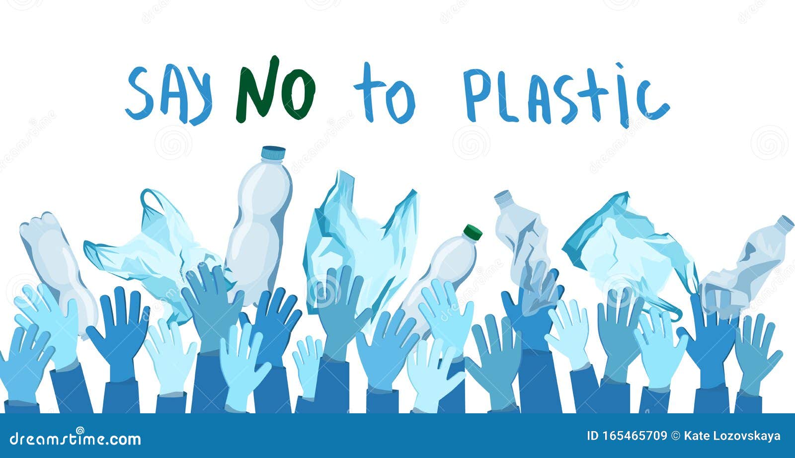Stop Ocean Plastic Pollution Say No To Plastic Vector Illustration