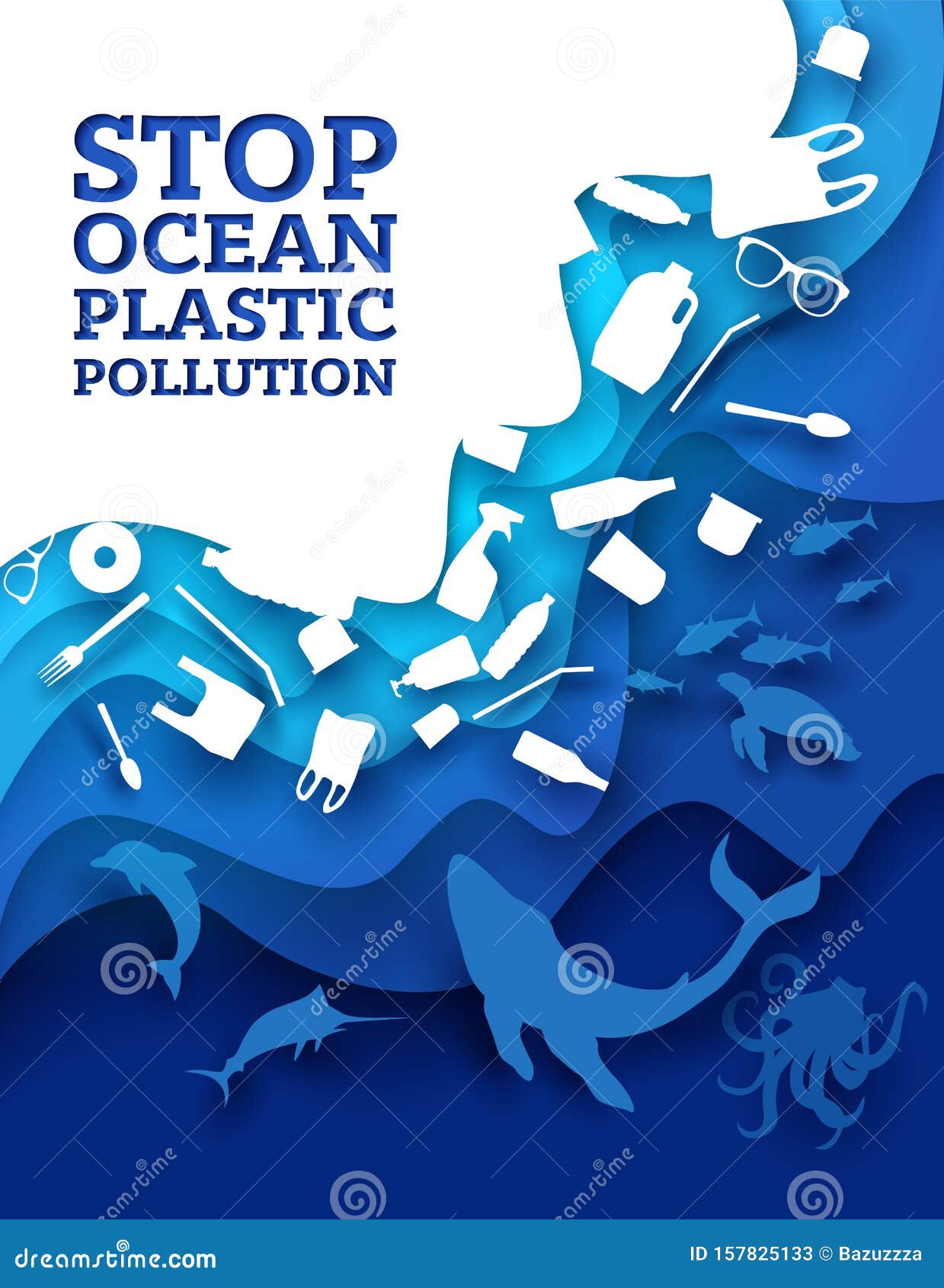 Stop Ocean Plastic Pollution, Vector Paper Cut Illustration Stock ... Stop Ocean Plastic Pollution, Vector Paper Cut Illustration Stock ...