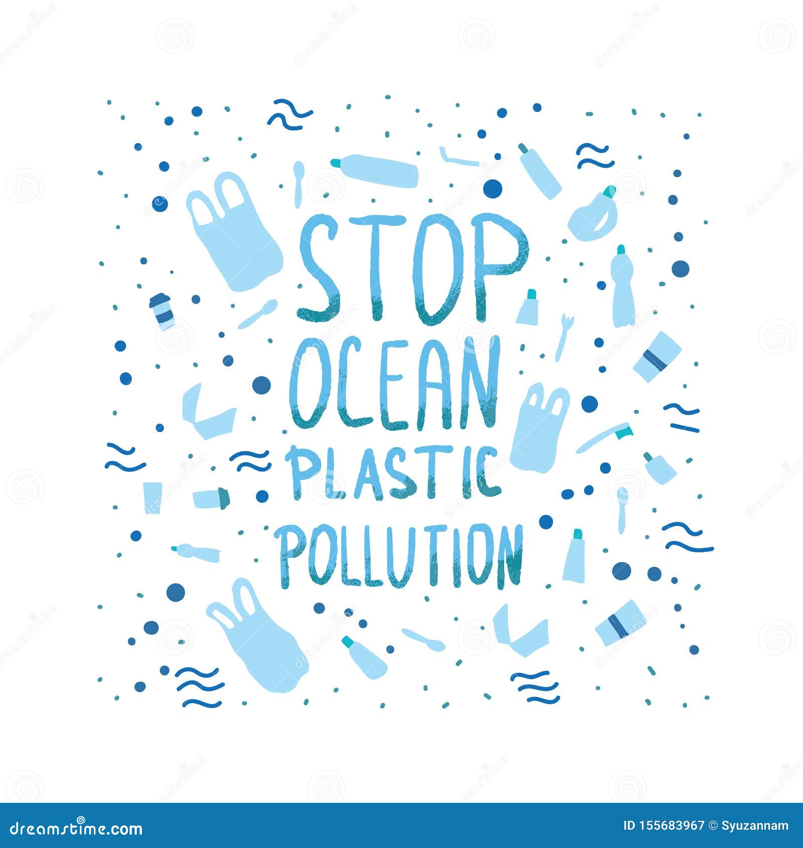 Stop Ocean Plastic Pollution. Vector Stylized Text | CartoonDealer.com ...