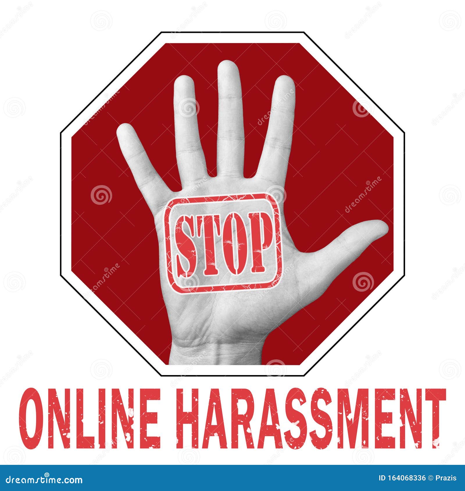 Stop Online Harassment Conceptual Illustration. Open Hand with the Text ...