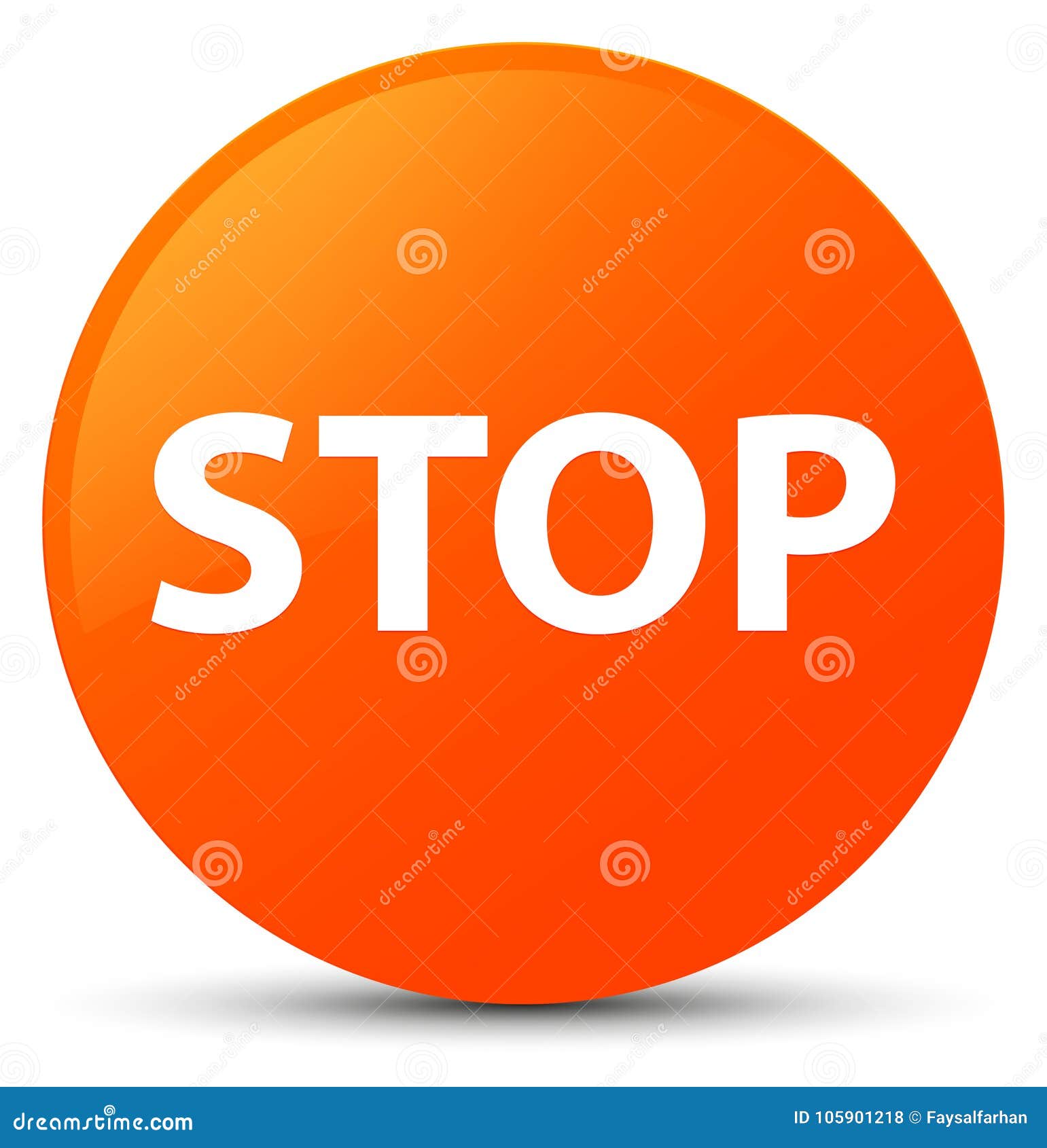 Stop orange round button stock illustration. Illustration of round ...