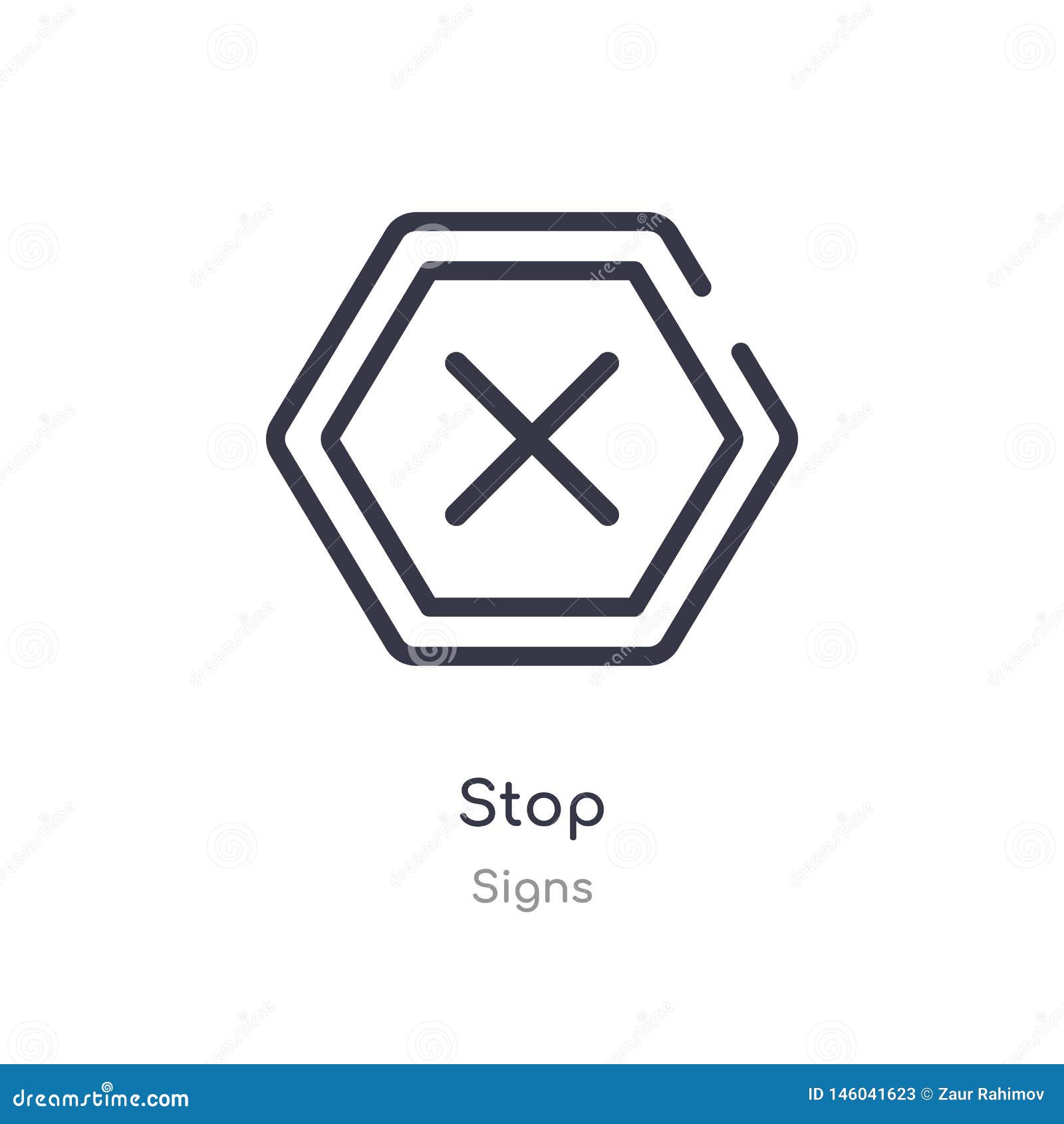 Stop Outline Icon. Isolated Line Vector Illustration from Signs ...