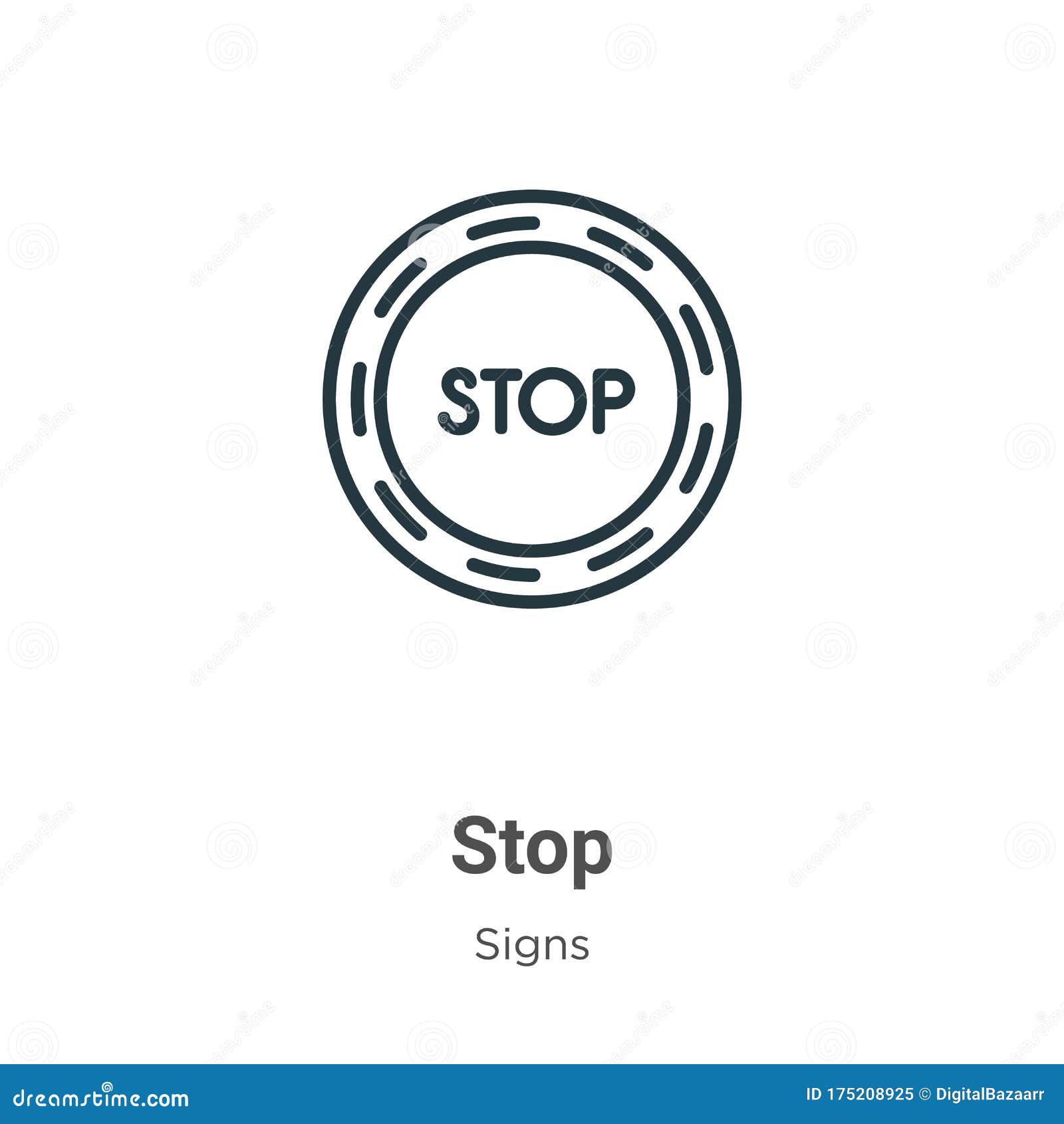 Stop Outline Vector Icon. Thin Line Black Stop Icon, Flat Vector Simple ...