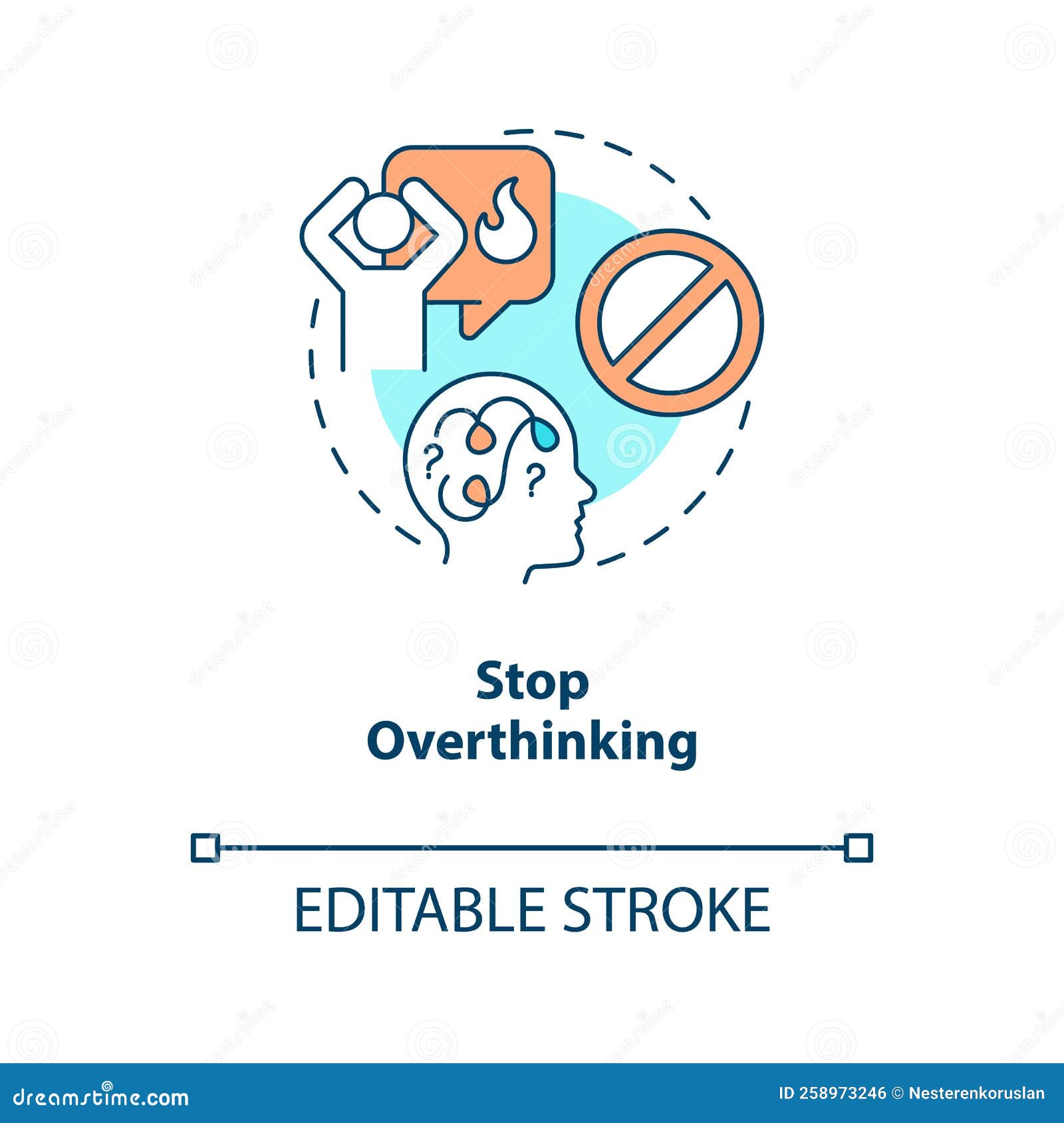 Stop Overthinking Concept Icon Stock Vector - Illustration of ...