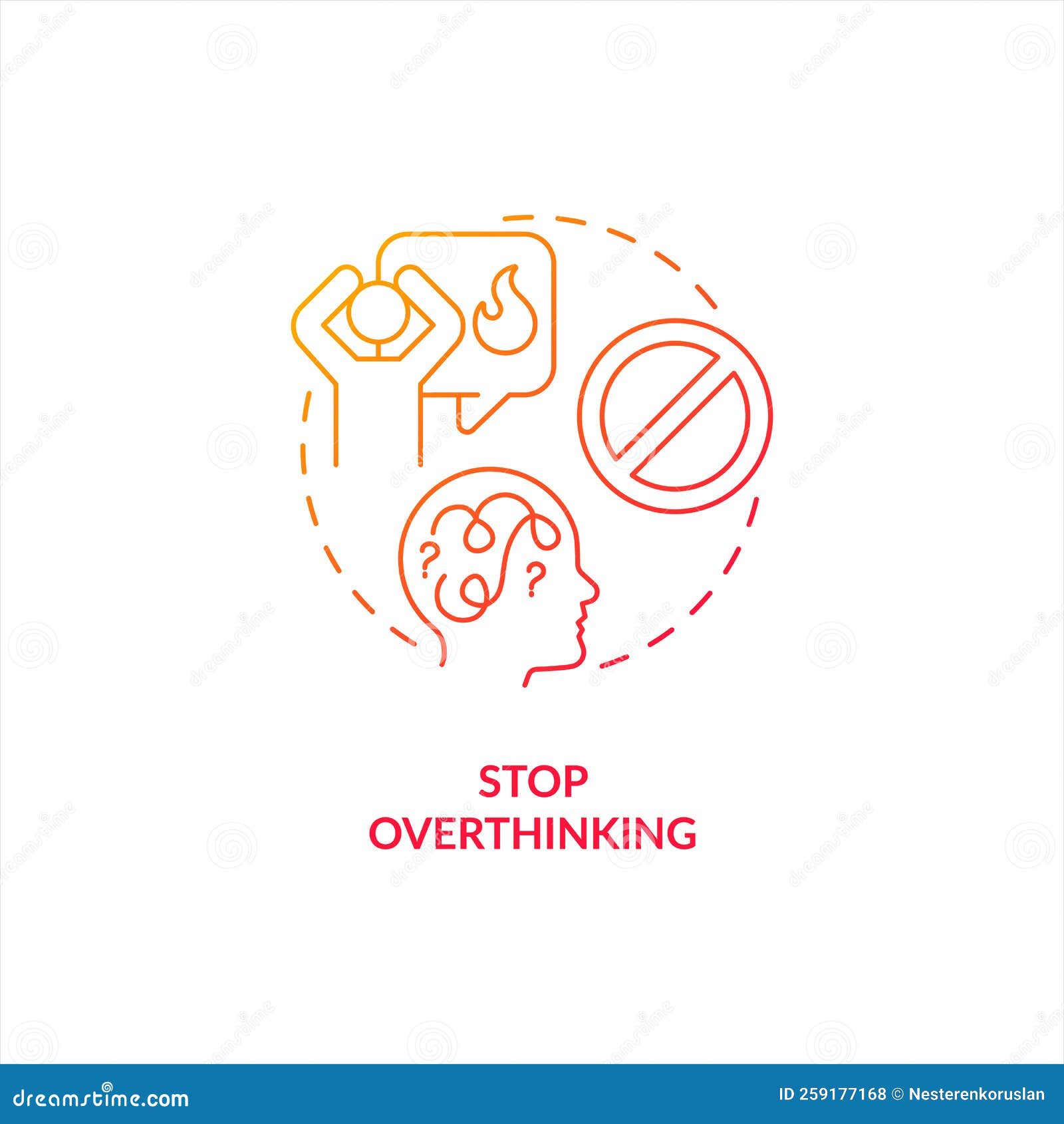 Stop Overthinking Red Gradient Concept Icon Stock Vector - Illustration of anxiety, mindfulness ...