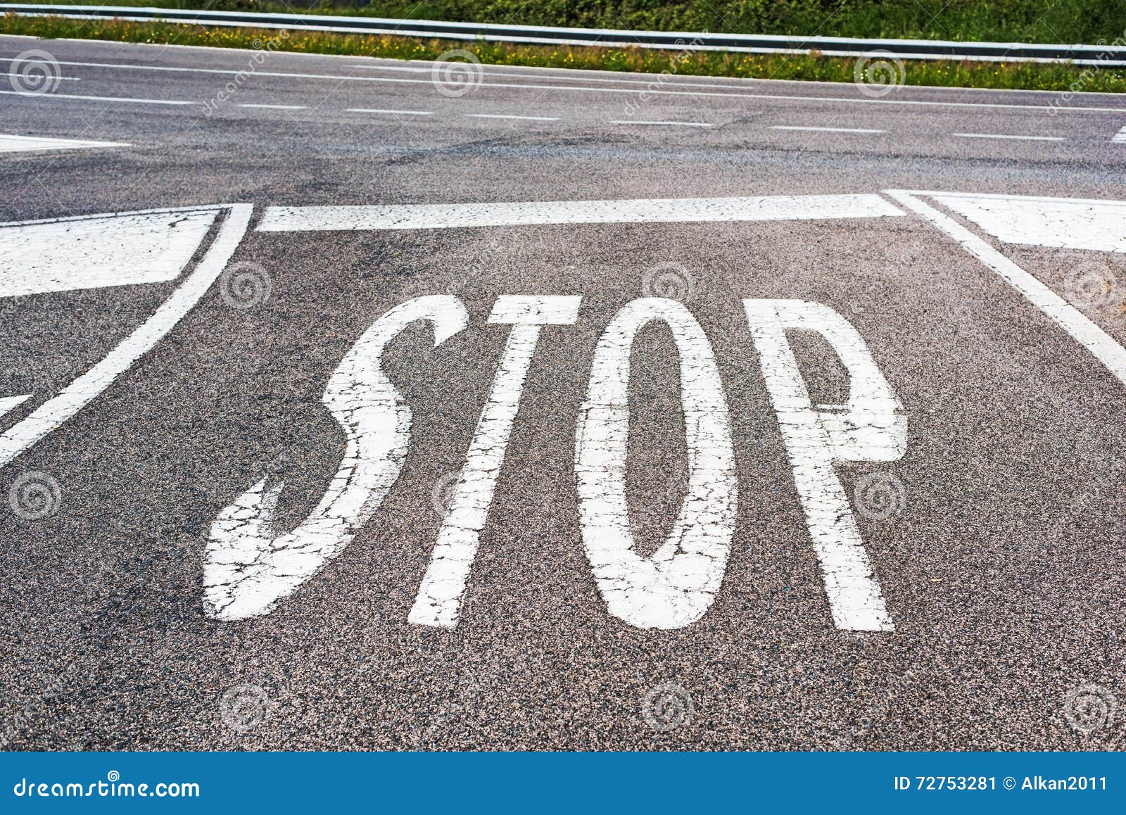 STOP painted on a road stock image. Image of path, road - 72753281
