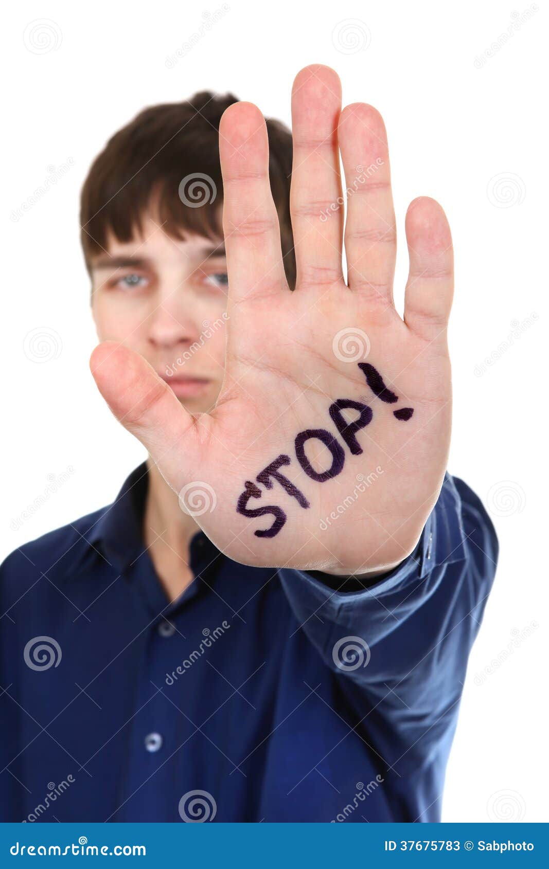 Stop Palm Gesture stock image. Image of caucasian, indoor - 37675783