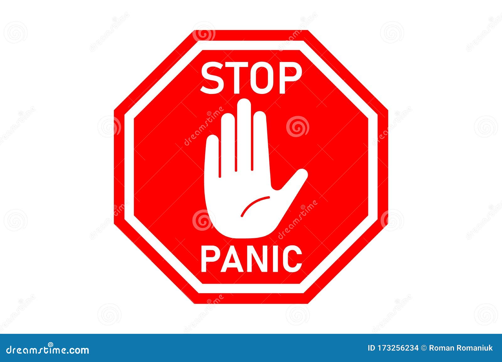 Stop Panic Red Sign With White Palm Hand Inside Road Sign Stop Vector Illustration Isolated On