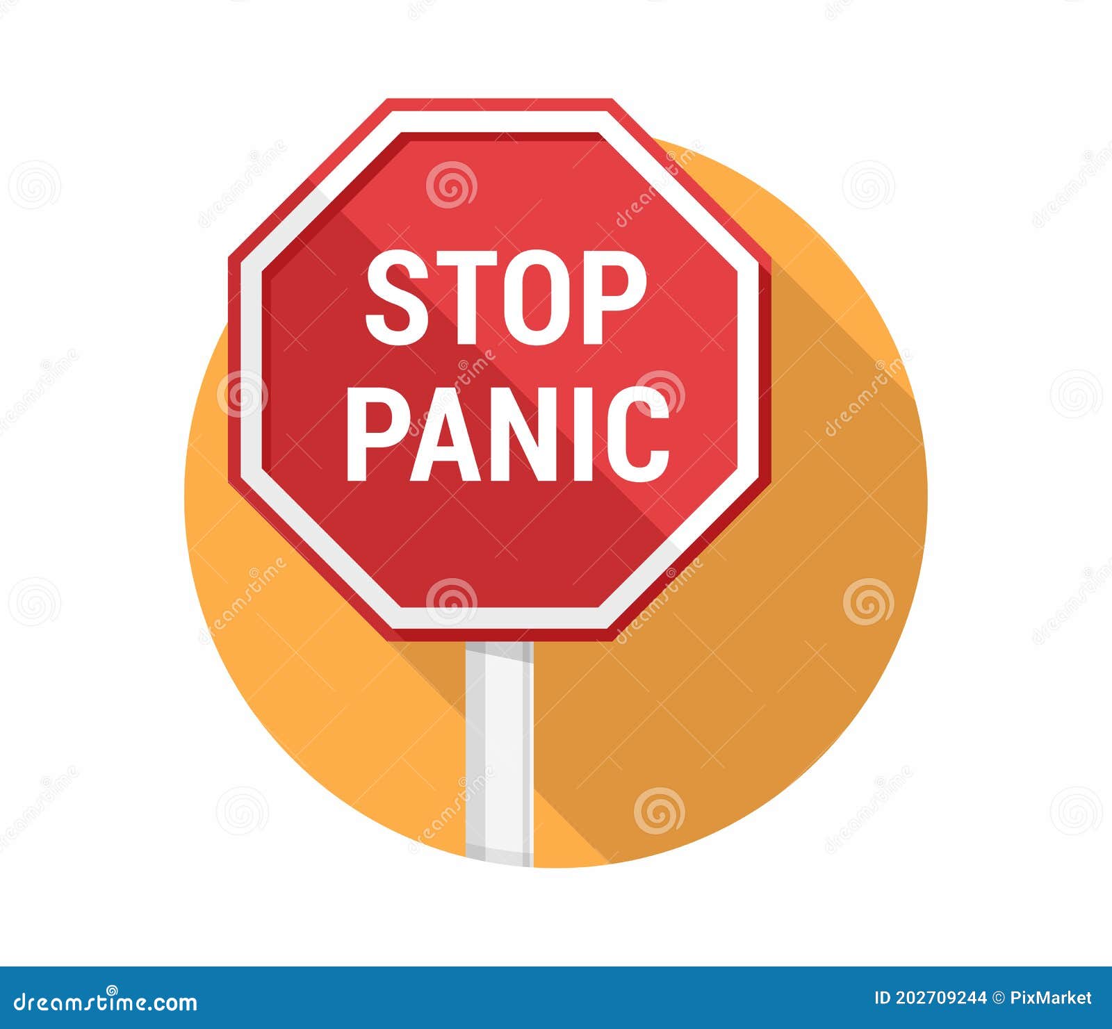 Stop Panic Red Sign With White Palm Hand Inside. Road Sign STOP. Vector ...