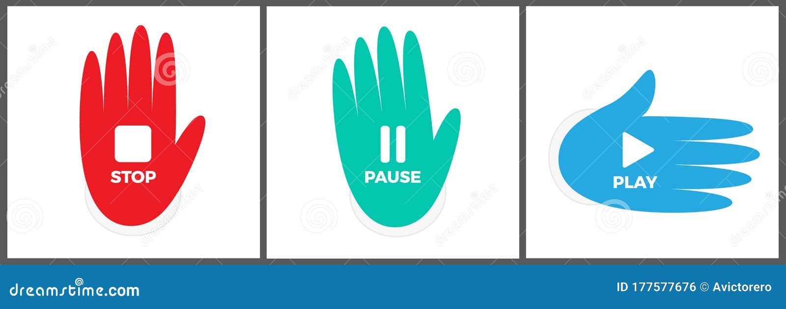 Stop, Pause and Play Concept Stock Vector - Illustration of symbol ...