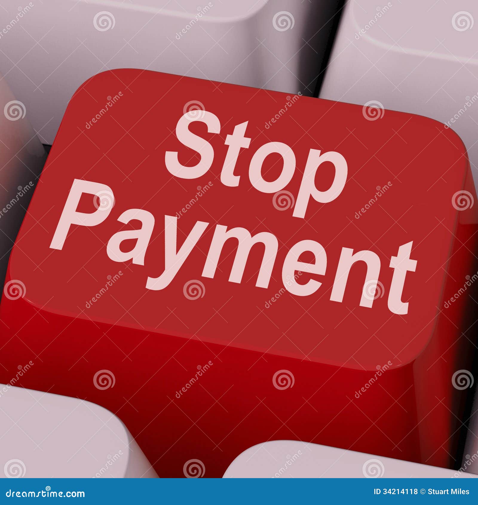 Stop Payment Key Shows Halt Online Transaction Stock Illustration ...