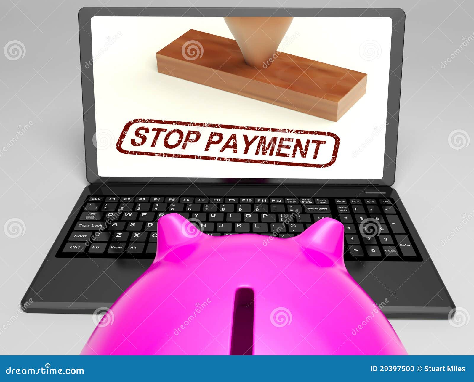 Stop Payment Stamp on Laptop Showing Rejected Stock Illustration ...