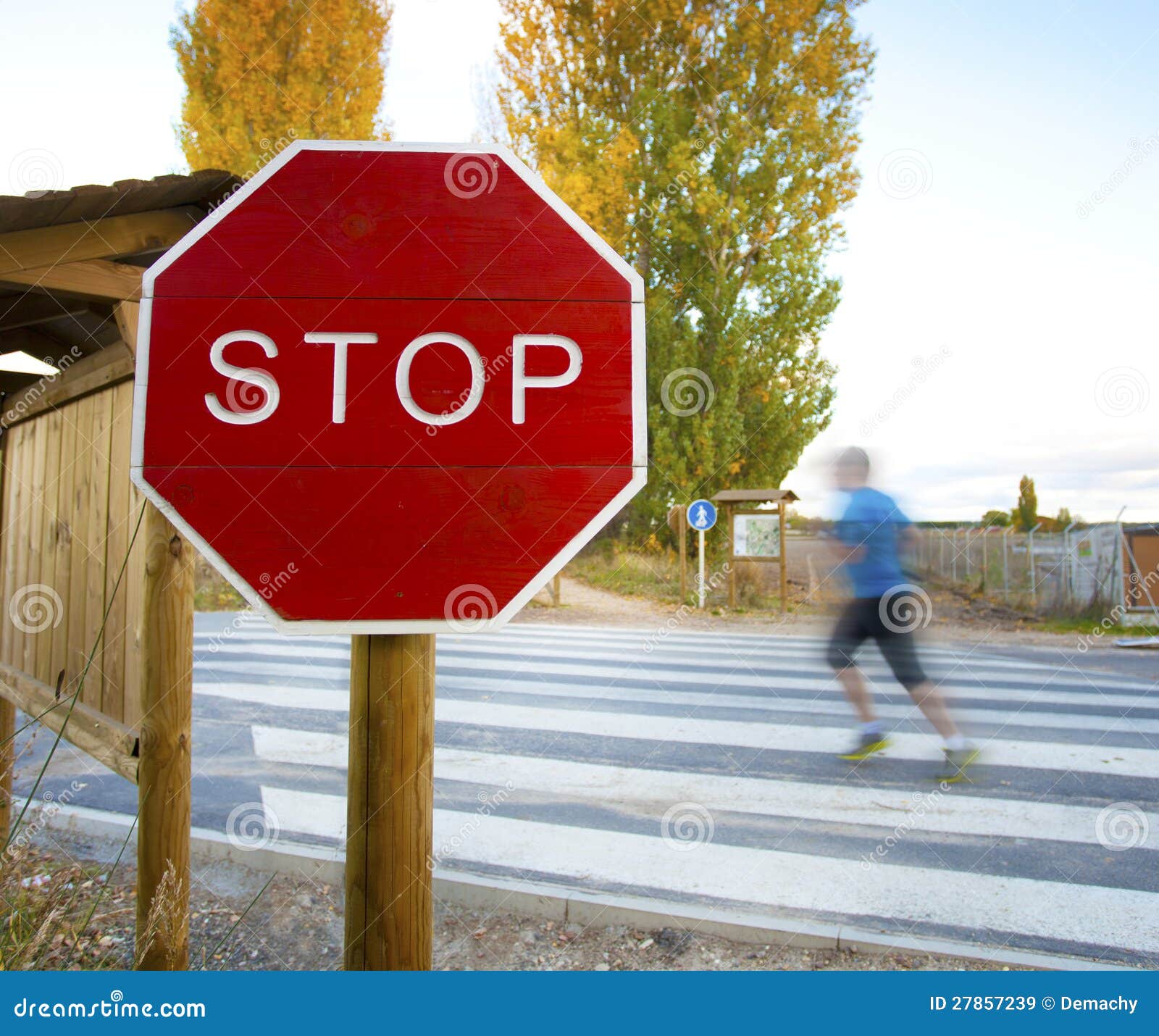 Stop Pedestrian Crossing stock image. Image of sign, warning - 27857239