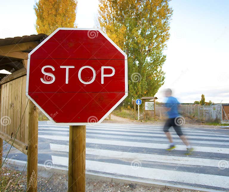 Stop Pedestrian Crossing stock image. Image of sign, warning - 27857239
