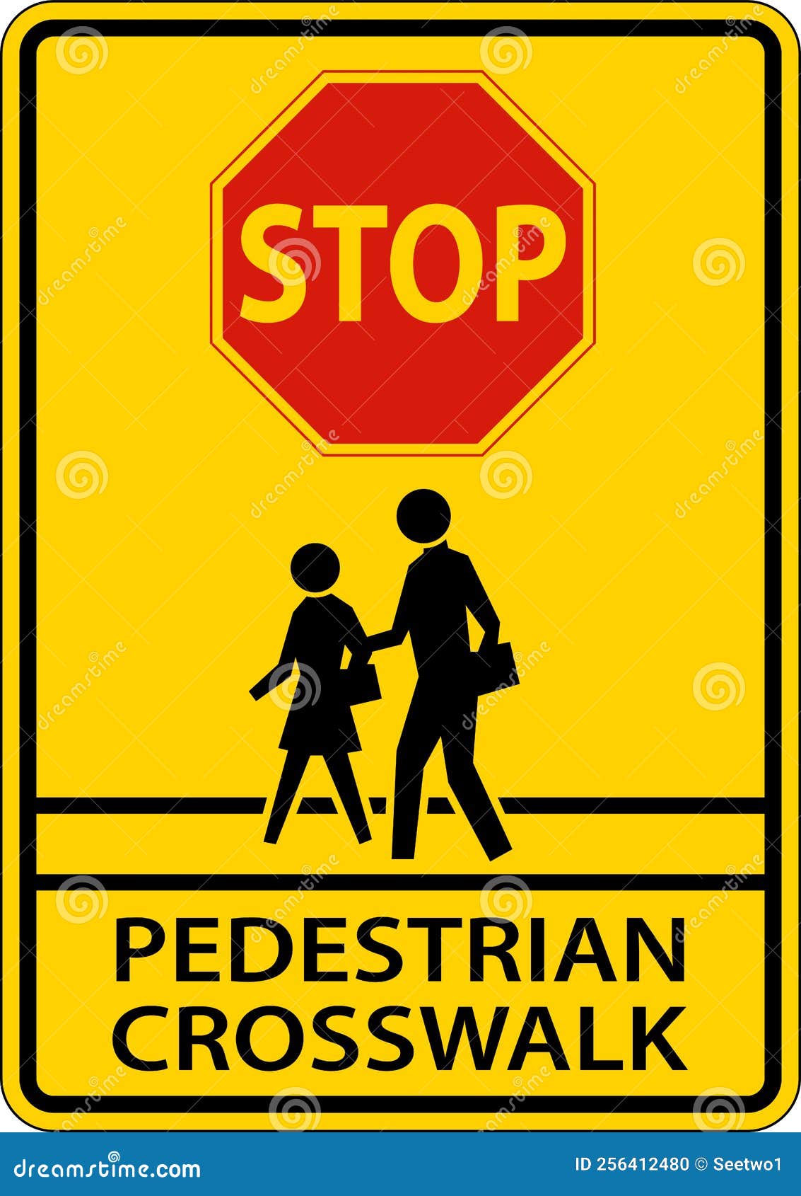 Stop Pedestrian Crosswalk Sign on White Background Stock Vector ...