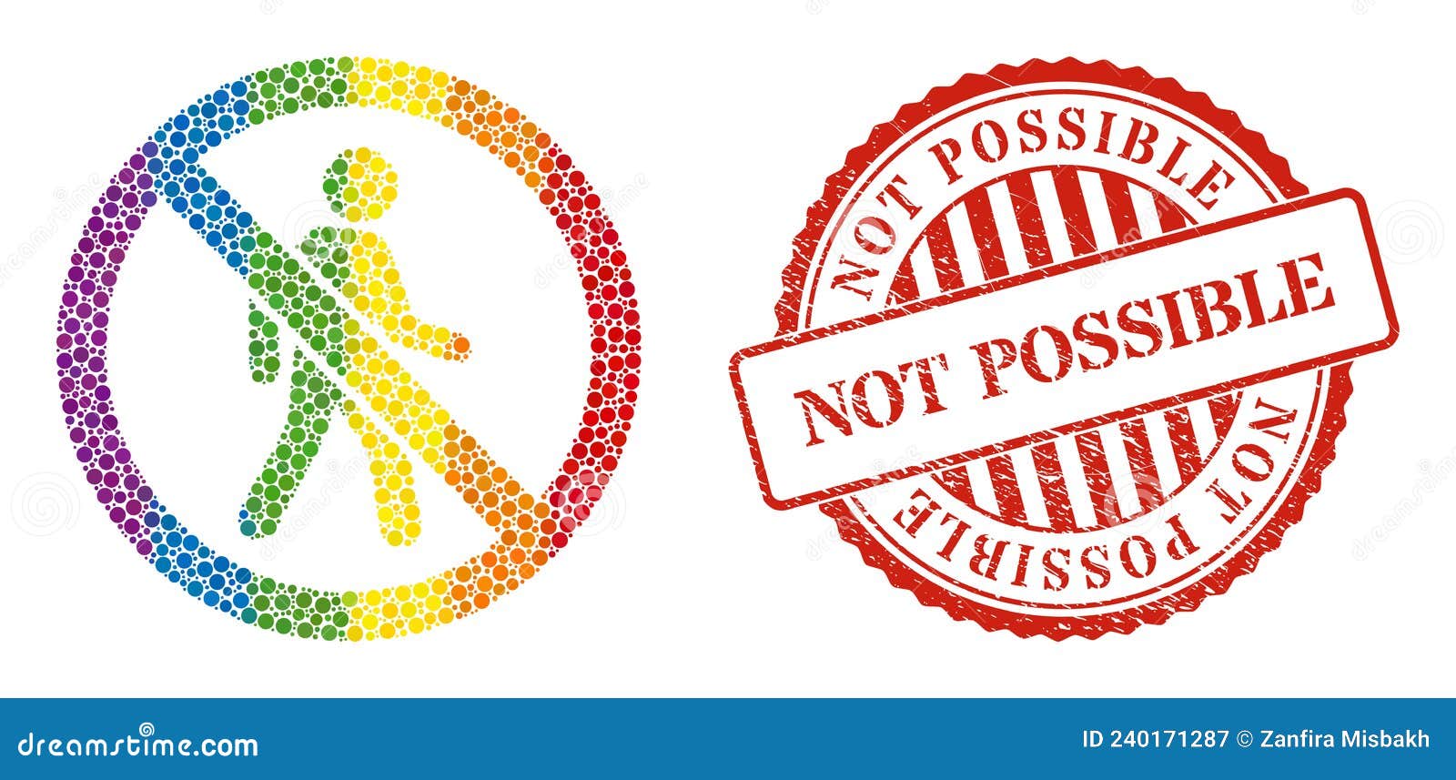 Scratched Not Possible Stamp and Rainbow Stop Pedestrian Man Mosaic ...