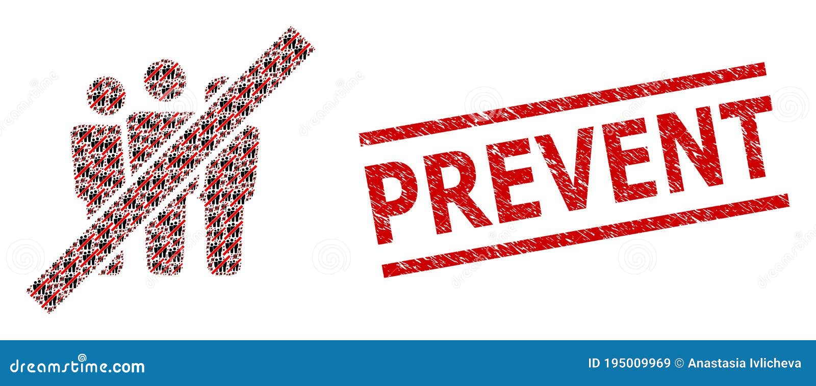 Stop People Mosaic of Stop People Items and Distress Prevent Stamp ...