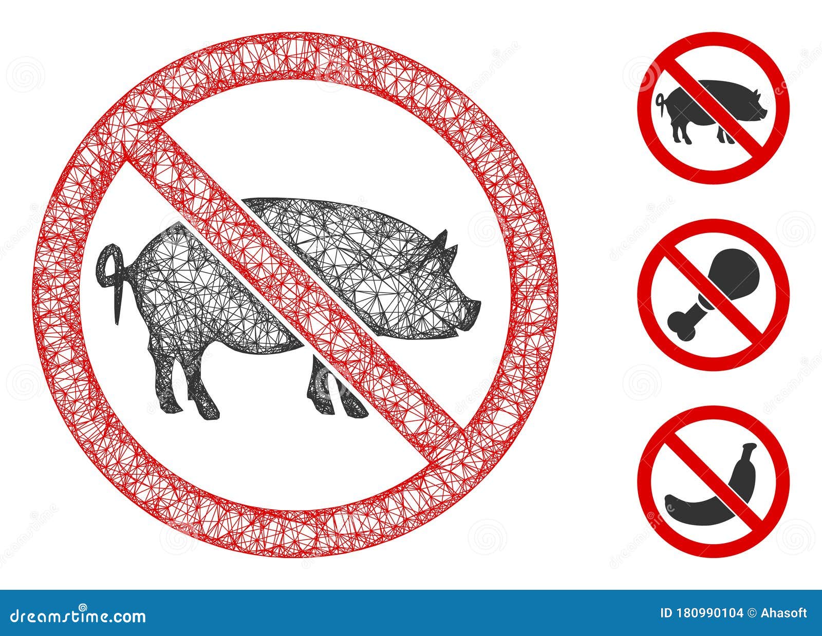 Stop Pig Polygonal Web Vector Mesh Illustration Stock Vector ...