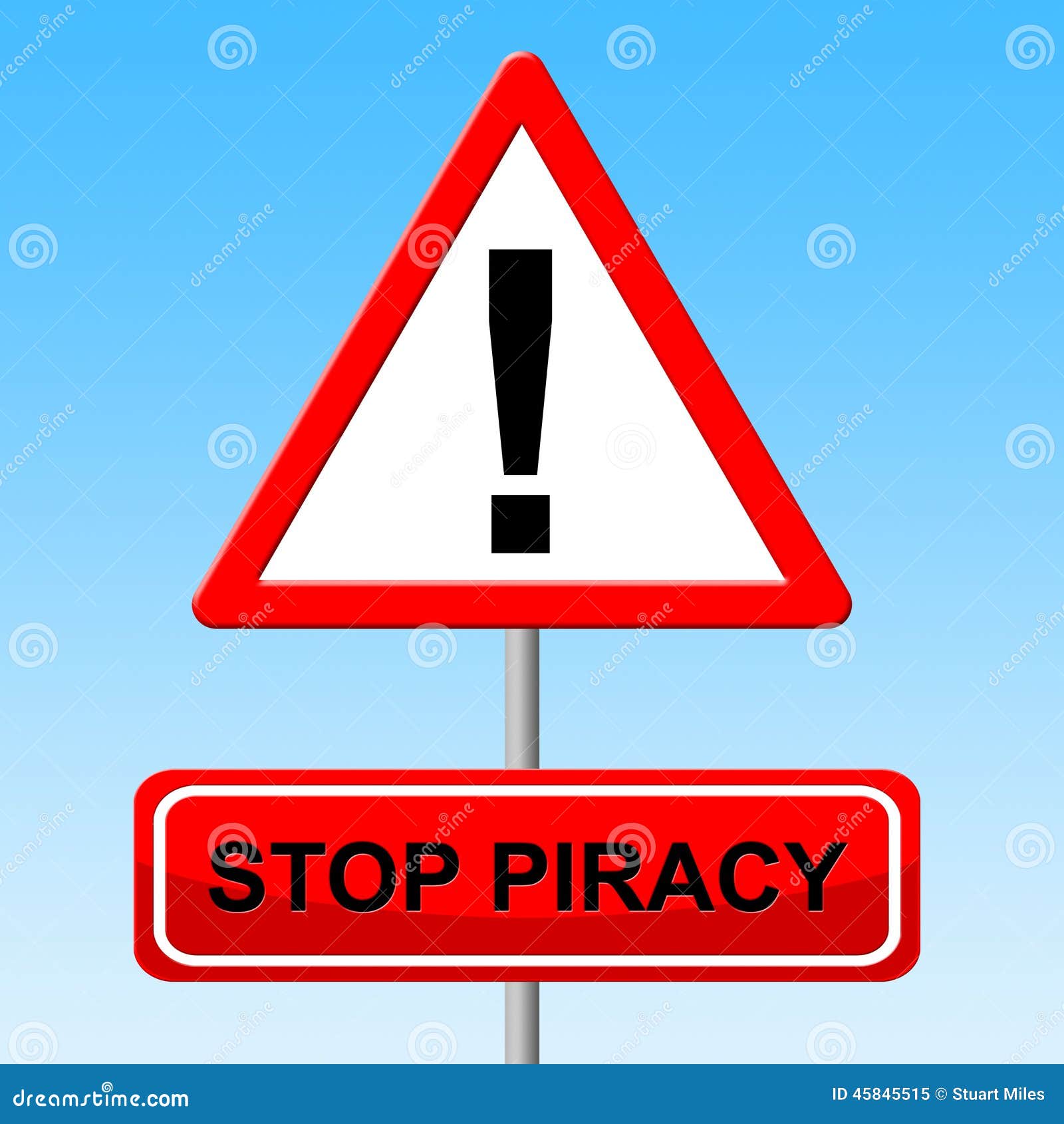 Stop Piracy Indicates Warning Sign and Danger Stock Illustration ...