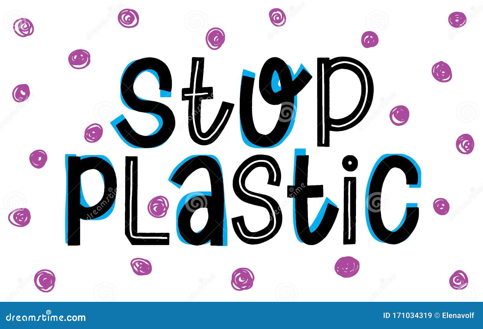 Stop Plastic Ecology Phrase. Vector Zero Waste Illustration Stock ...