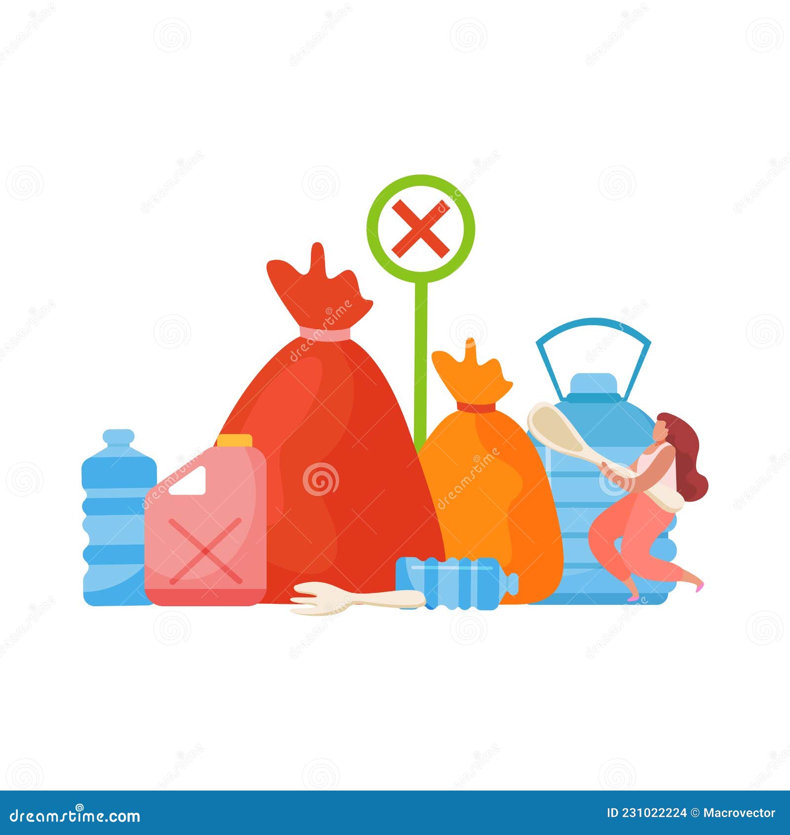 Stop Plastic Pollution Cartoon Vector | CartoonDealer.com #159139951