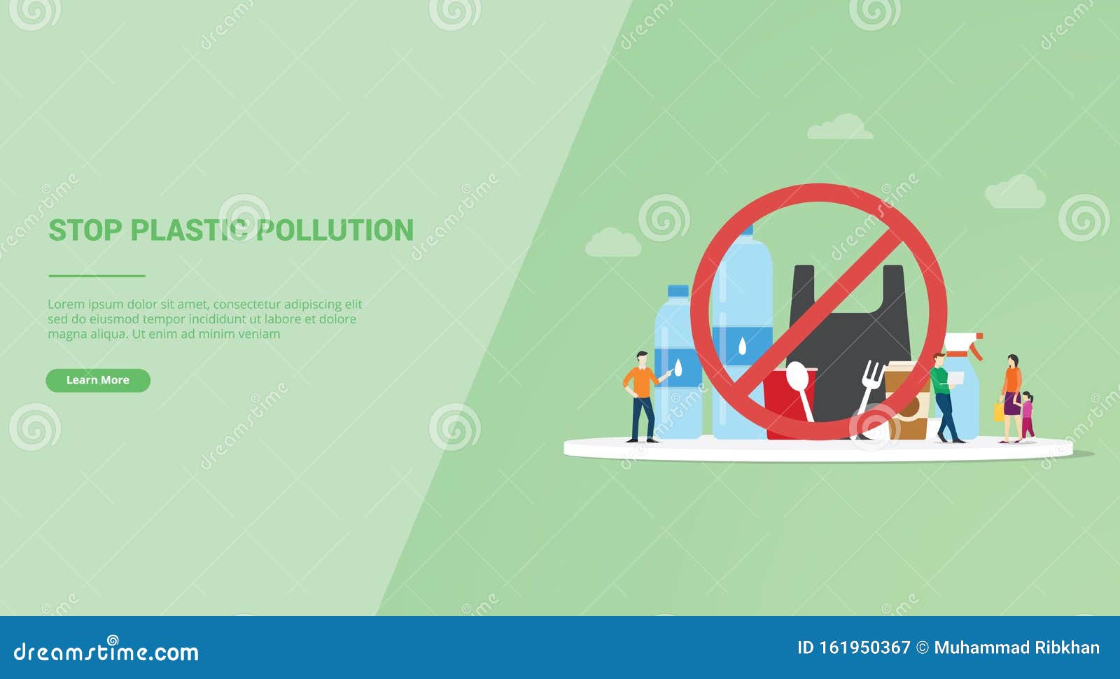 Stop Plastic Pollution Concept for Website Template or Landing Homepage ...