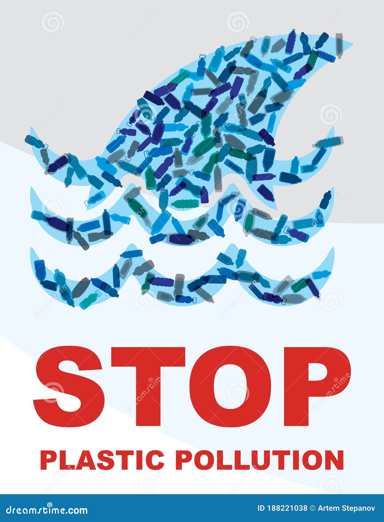 Stop Plastic Pollution Environmental Problem Vector Illustration Stock ...