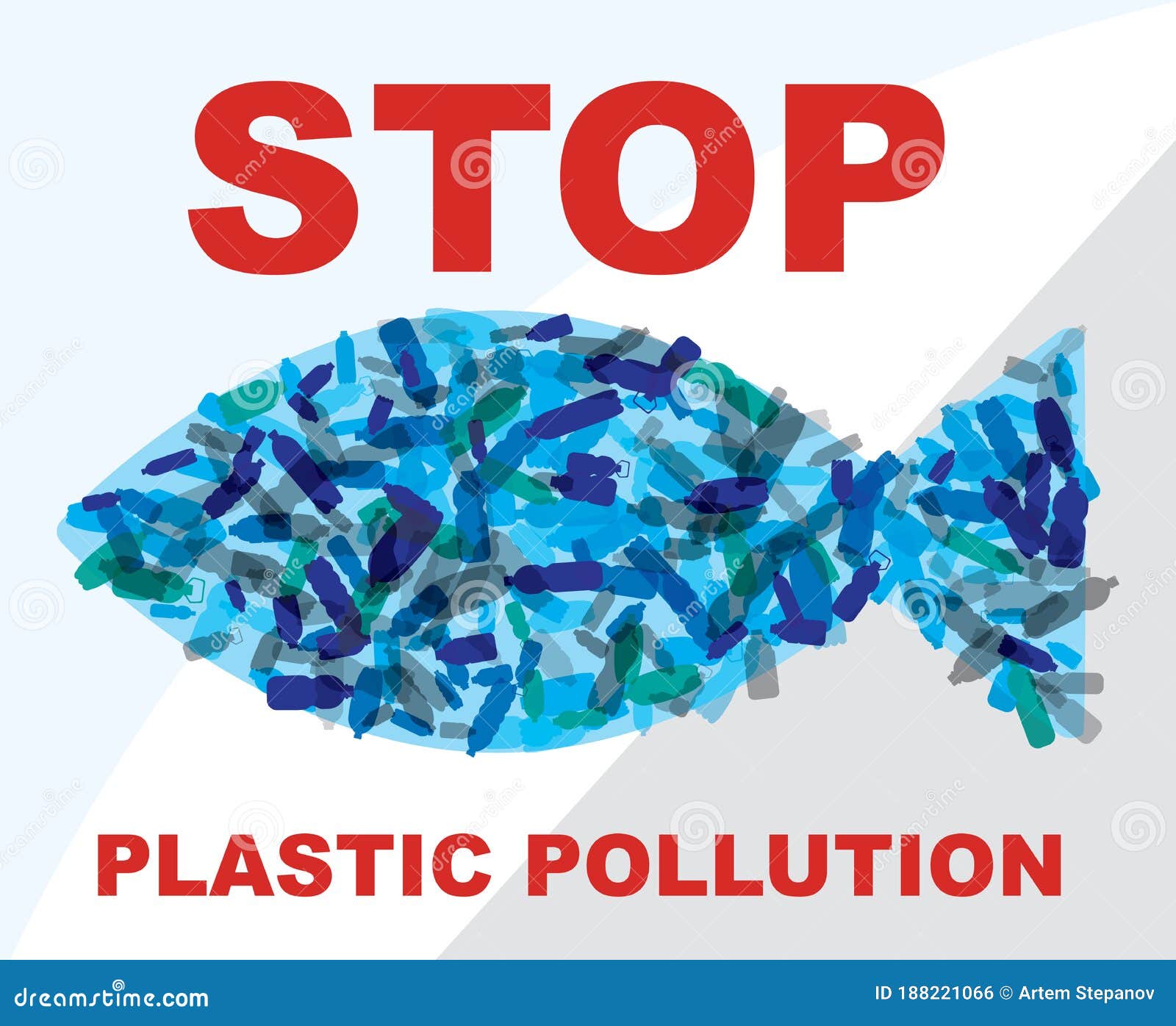 Stop Plastic Pollution Environmental Problem Vector Illustration Stock ...