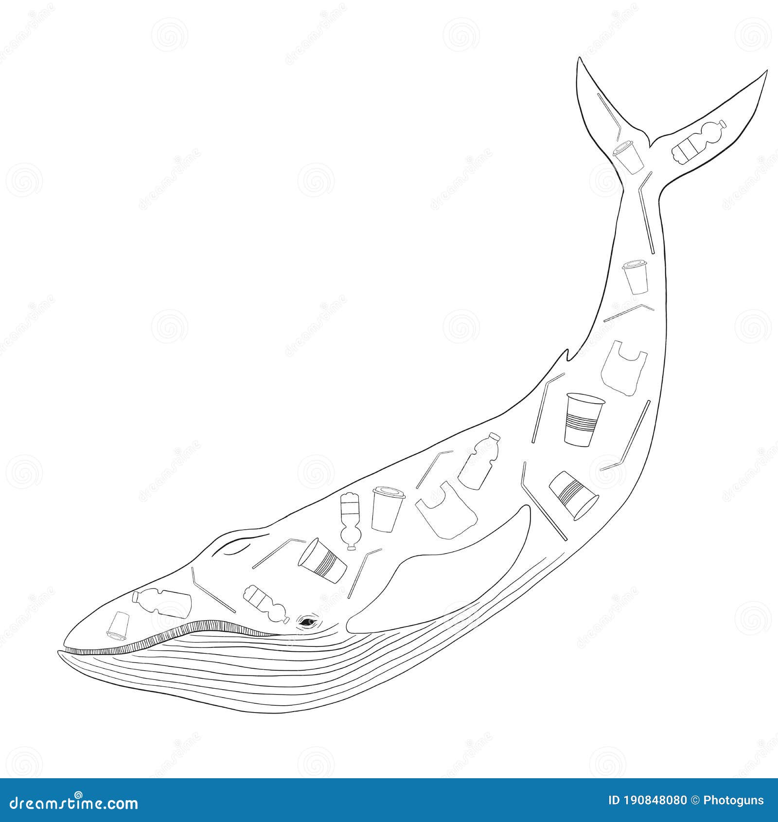 A Whale Of Garbage Plastic Floating In The Ocean Royalty-Free Stock ...