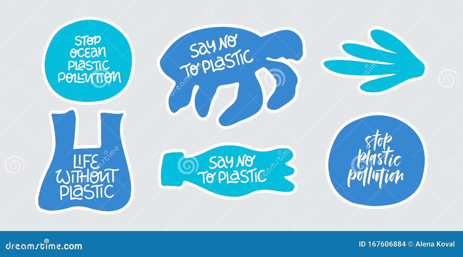 Stop Plastic Pollution Word Stickers Set. Environment Pollution ...