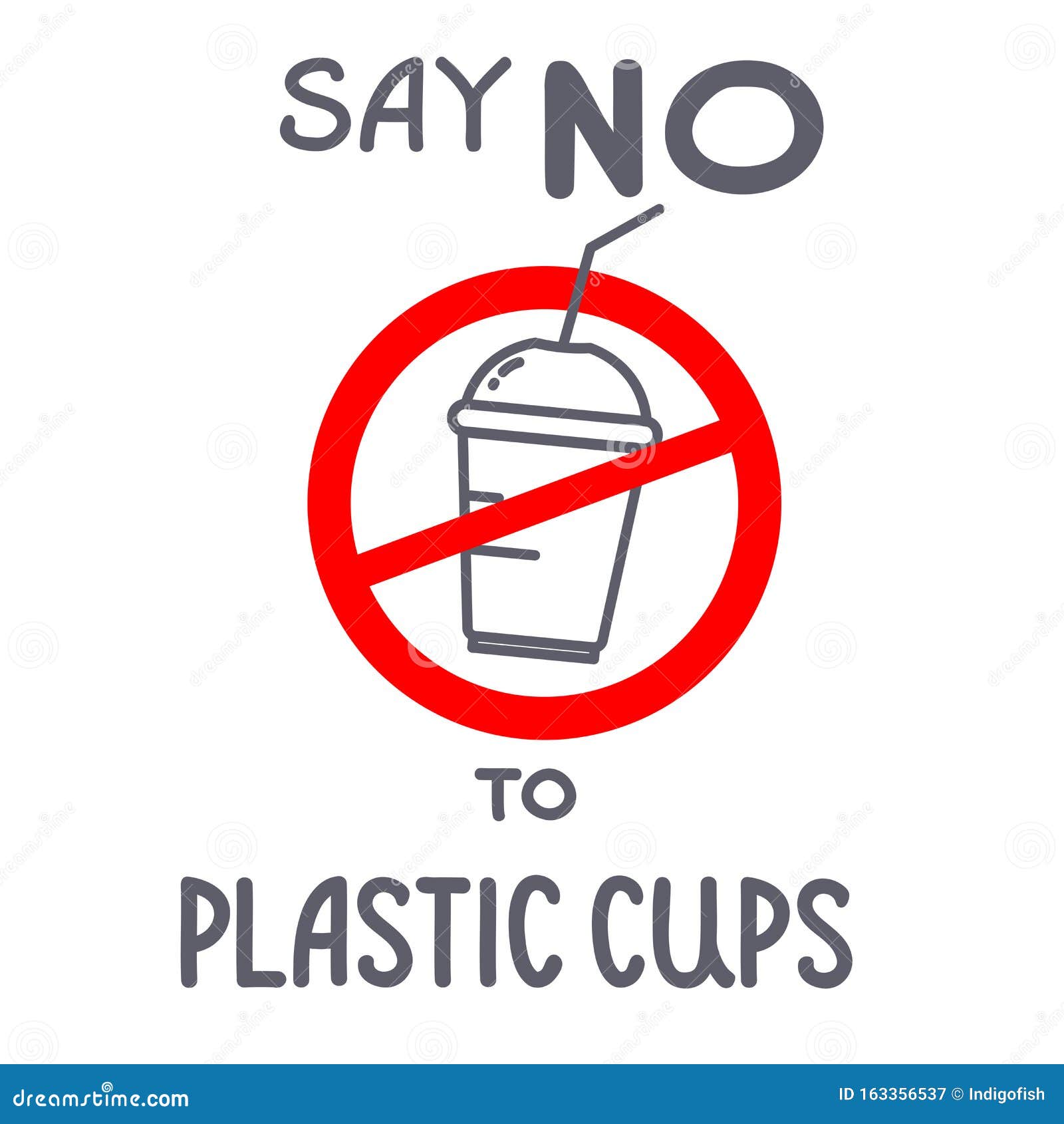 Say No To Plastic Cup Poster Pollution Recycling Ecology Problem Save ...