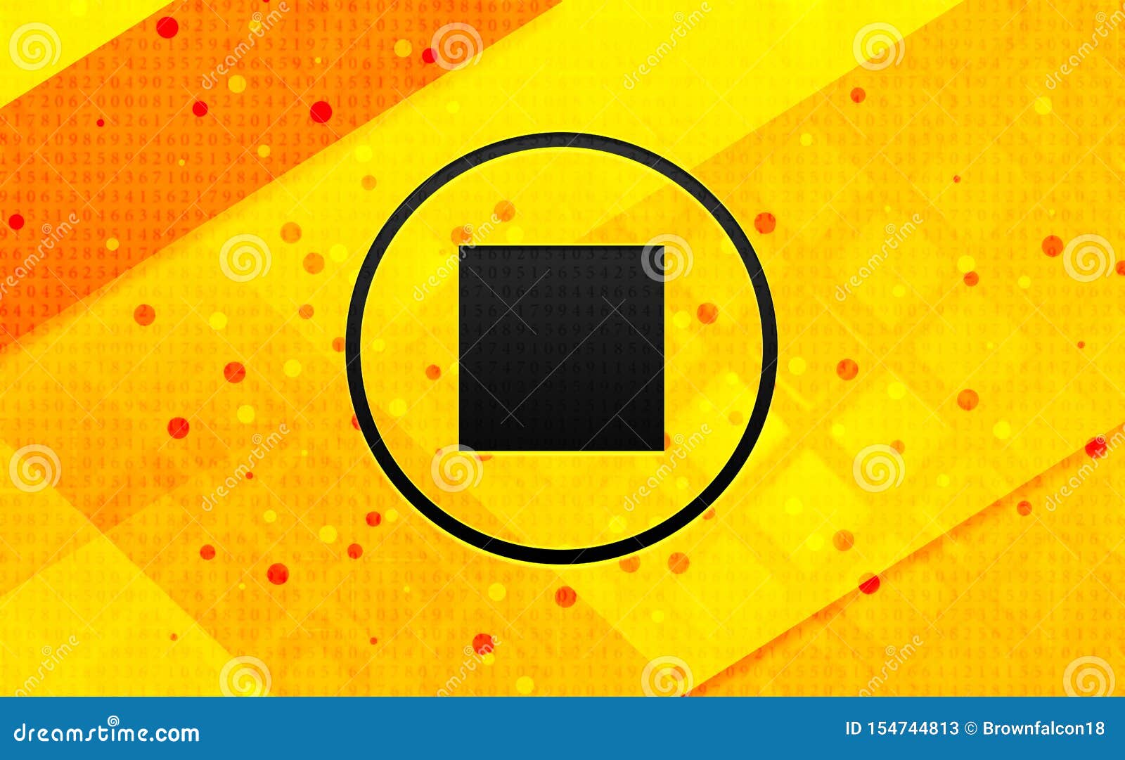 Stop Play Icon Abstract Digital Banner Yellow Background Stock ...