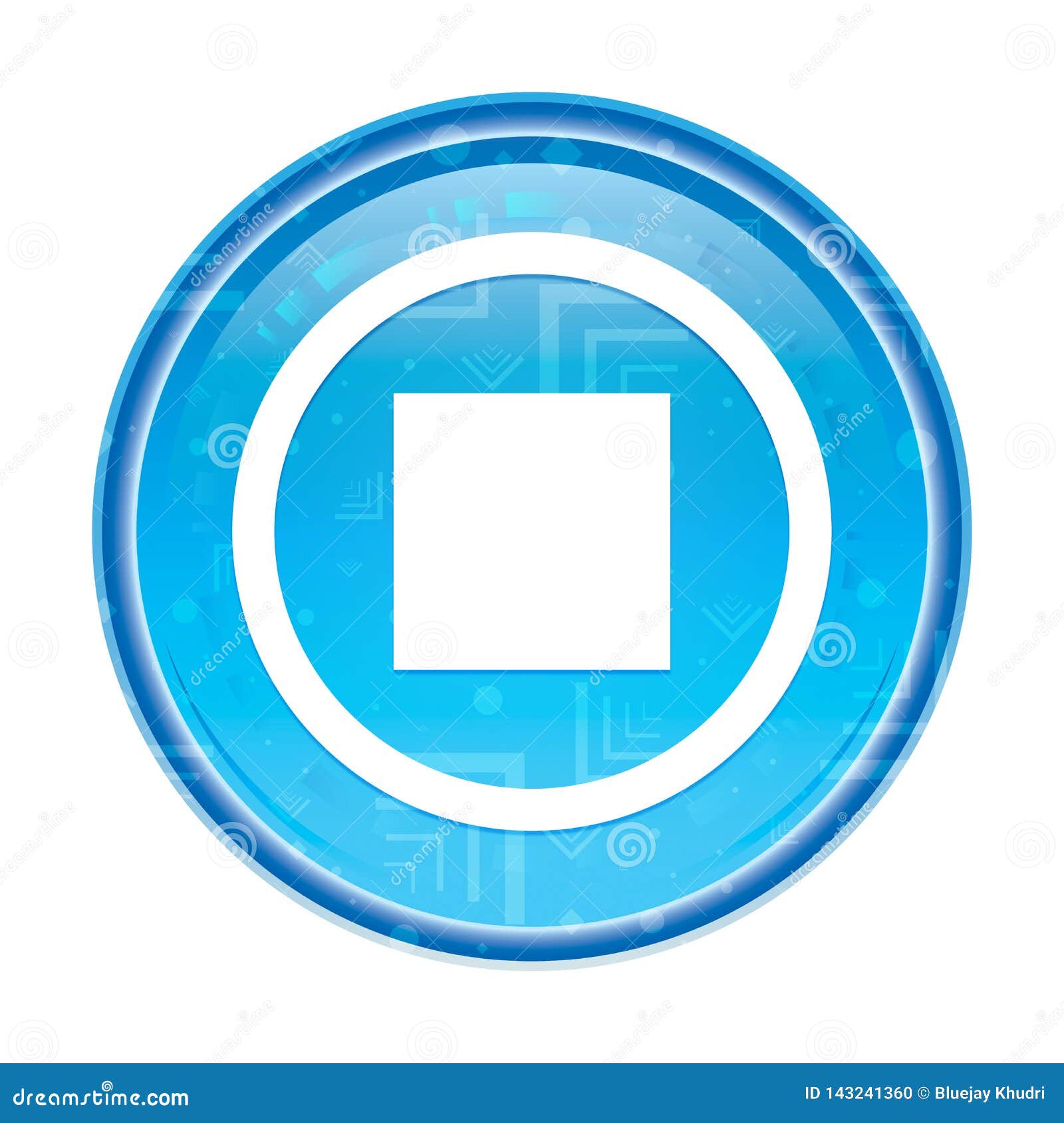 Stop Play Icon Floral Blue Round Button Stock Illustration ...