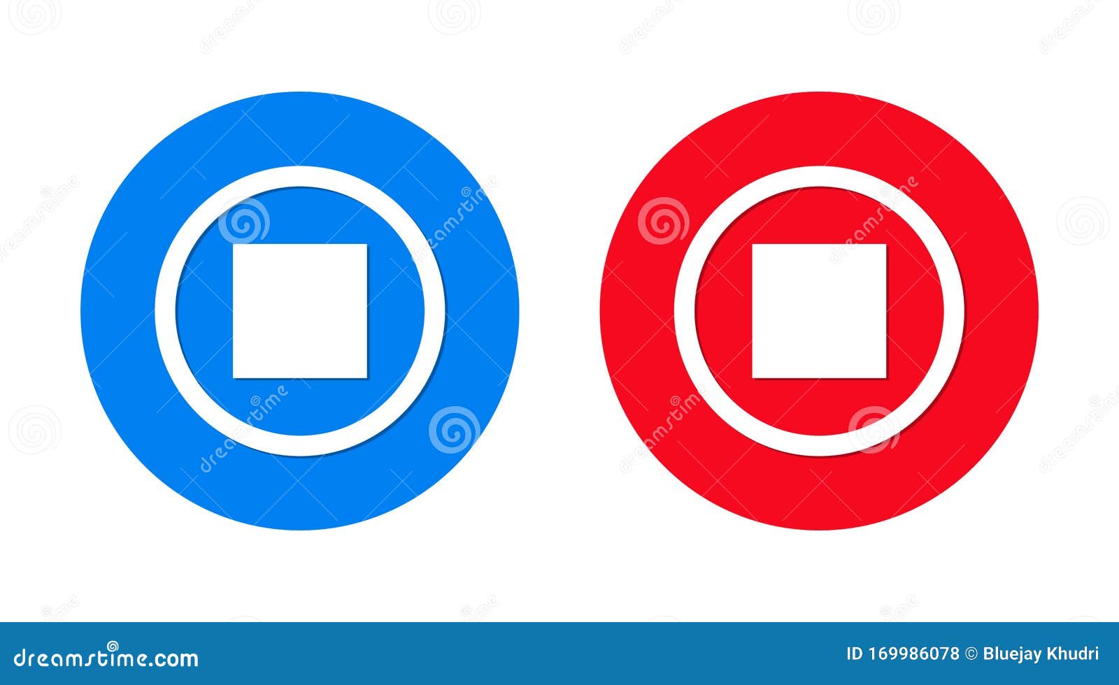 Stop Play Icon Flat Trendy Round Button Set Stock Vector - Illustration ...
