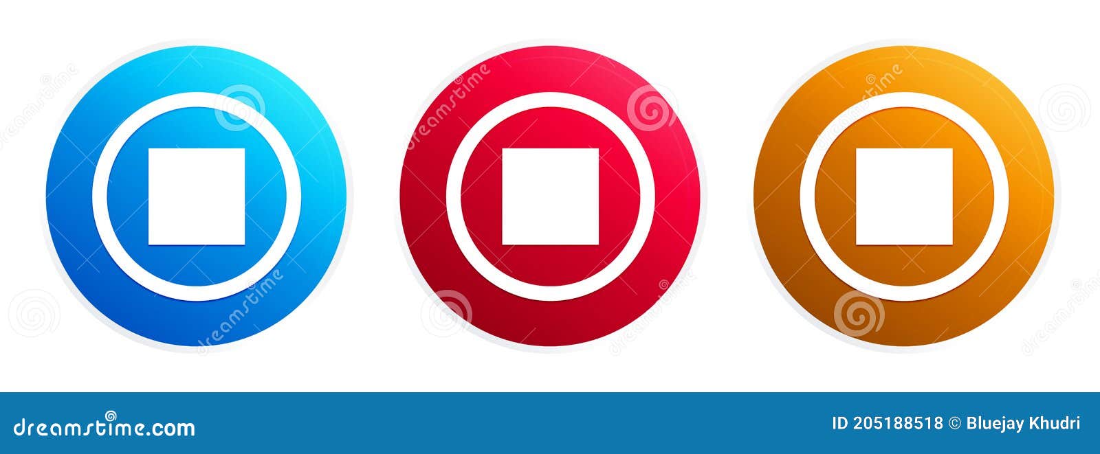 Stop Play Icon Premium Trendy Round Button Set Stock Vector ...