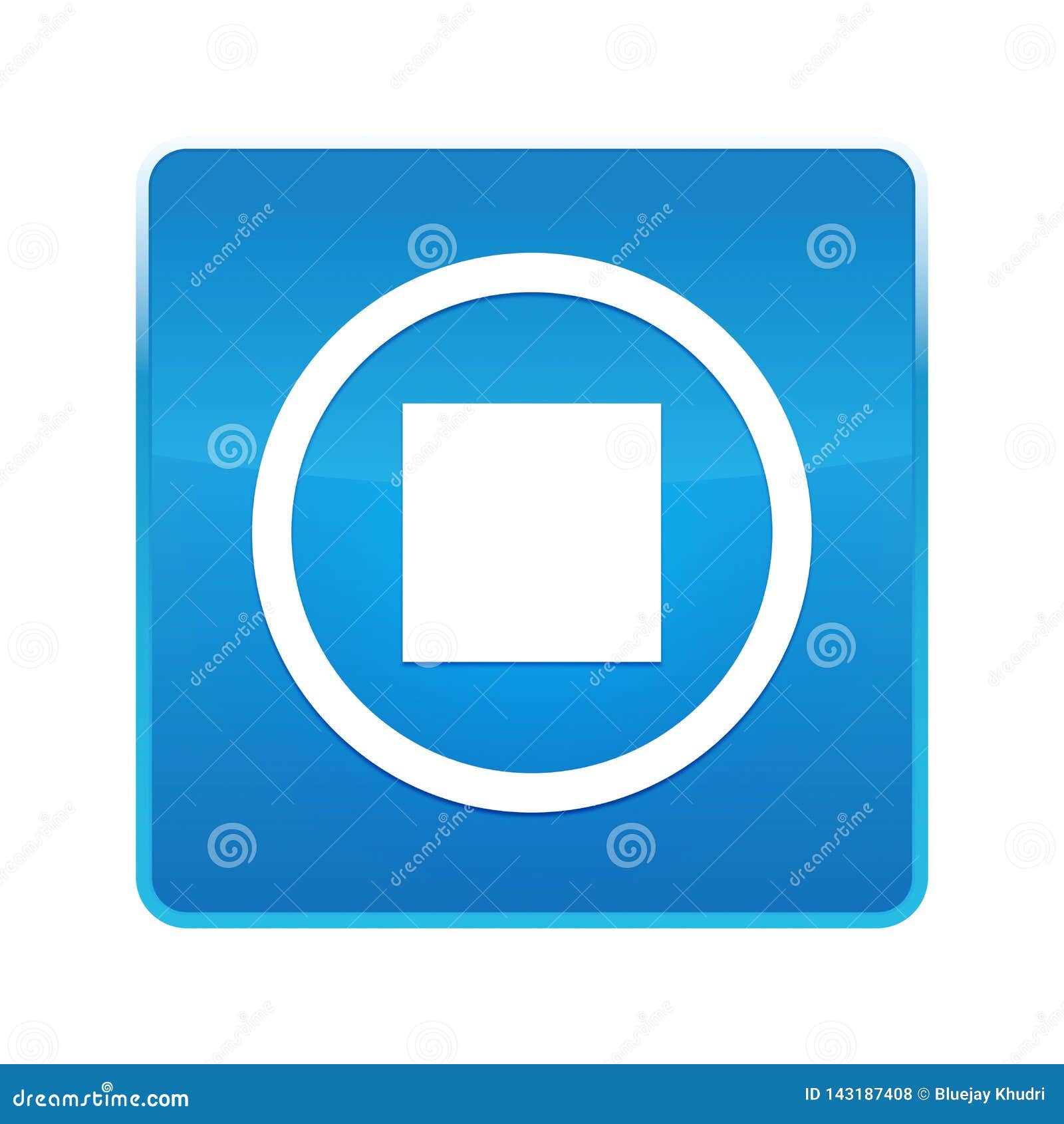 Stop Play Icon Shiny Blue Square Button Stock Illustration ...
