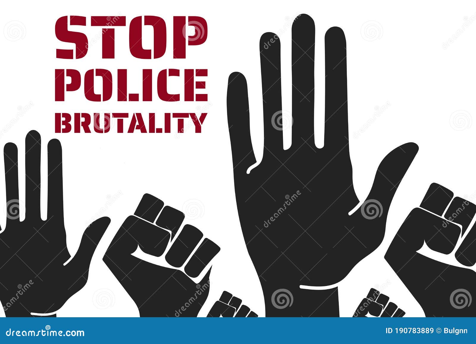 Stop Police Brutality Conceptual Illustration. Open Hand With The Text ... Stop Police Brutality Conceptual Illustration. Open Hand With The Text ...